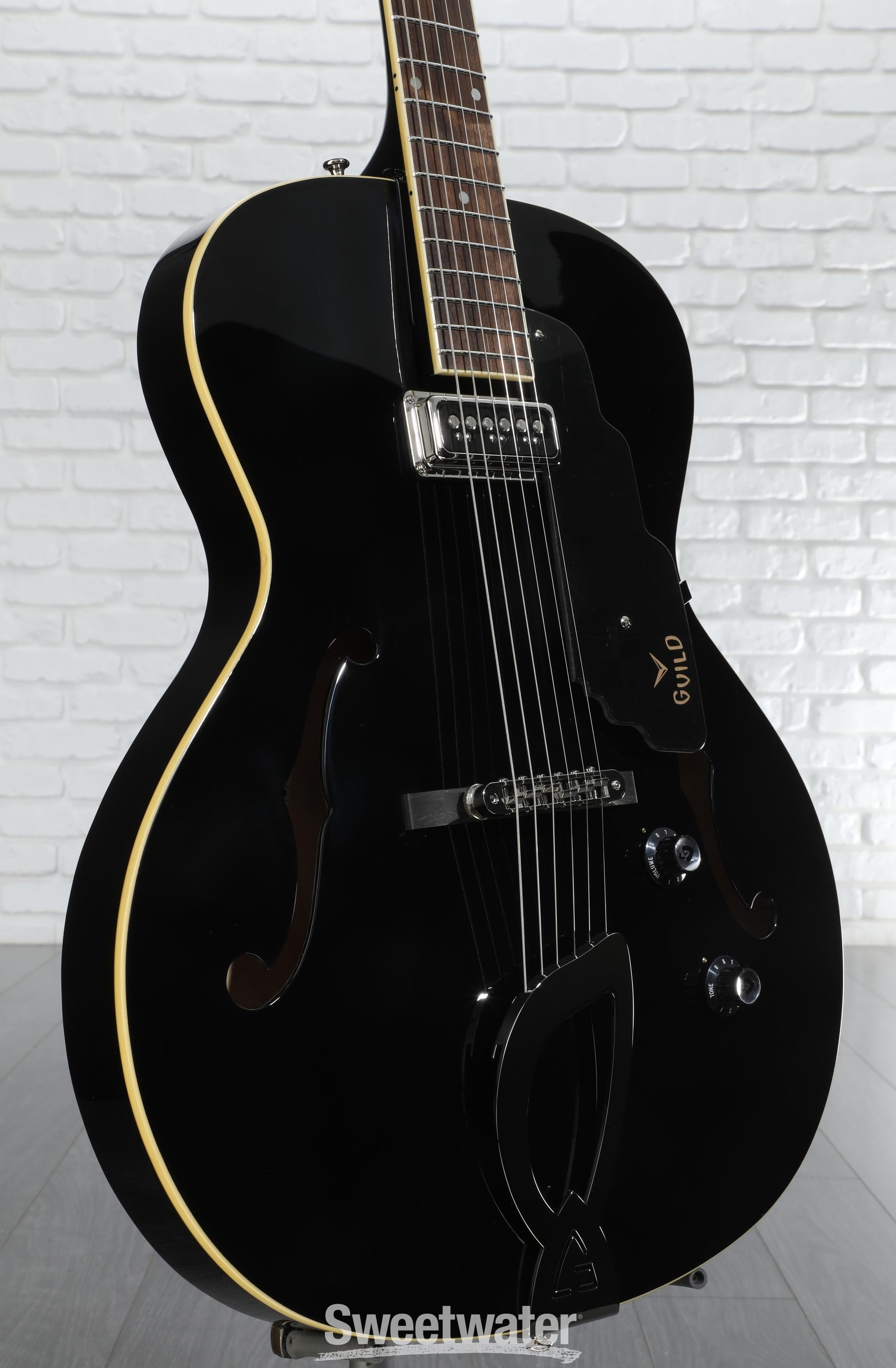 Guild T-50 Slim Dynasonic Hollowbody Guitar - Black | Sweetwater