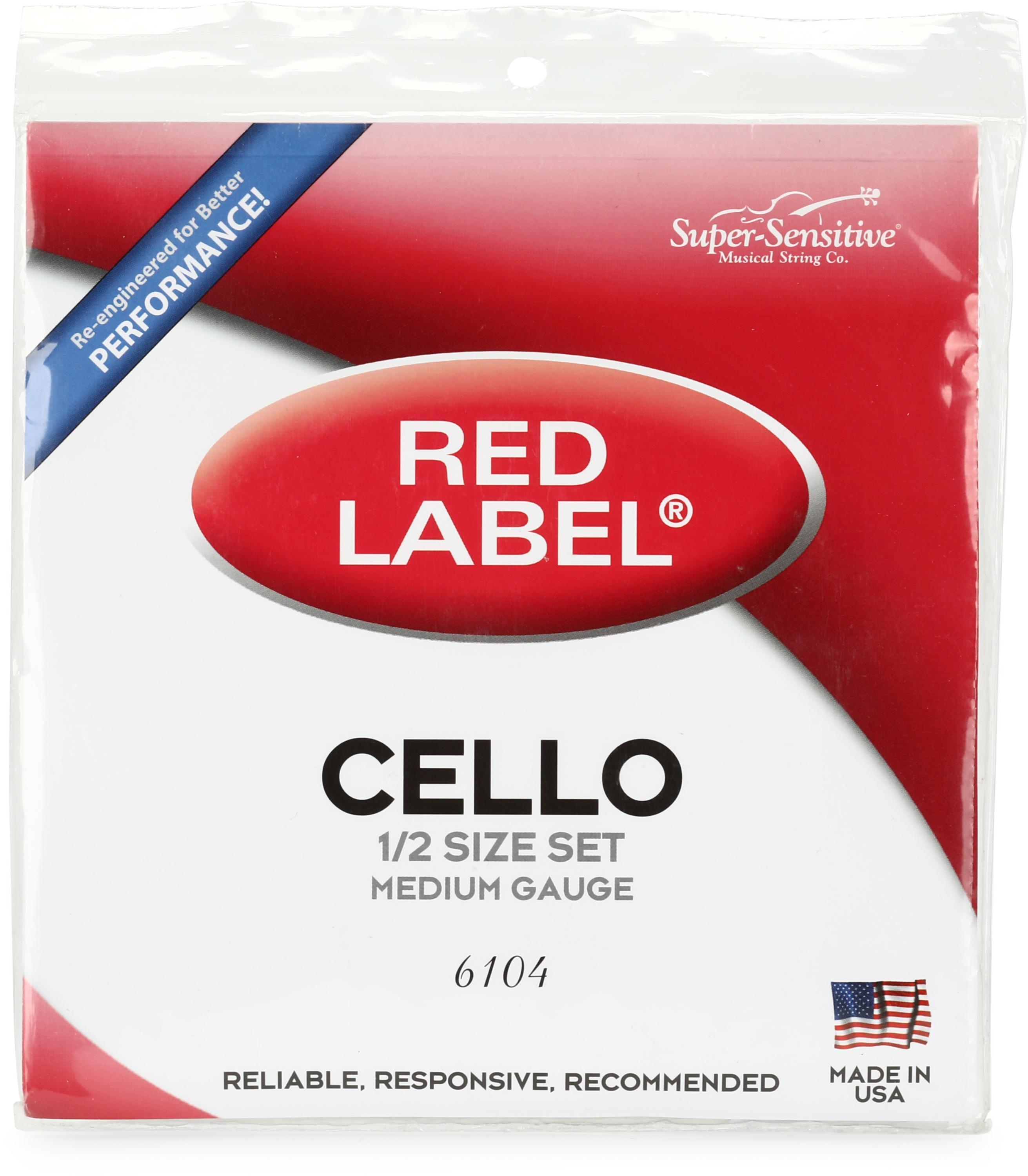 Super-Sensitive Red Label Cello String Set - 1/2 Size | Sweetwater