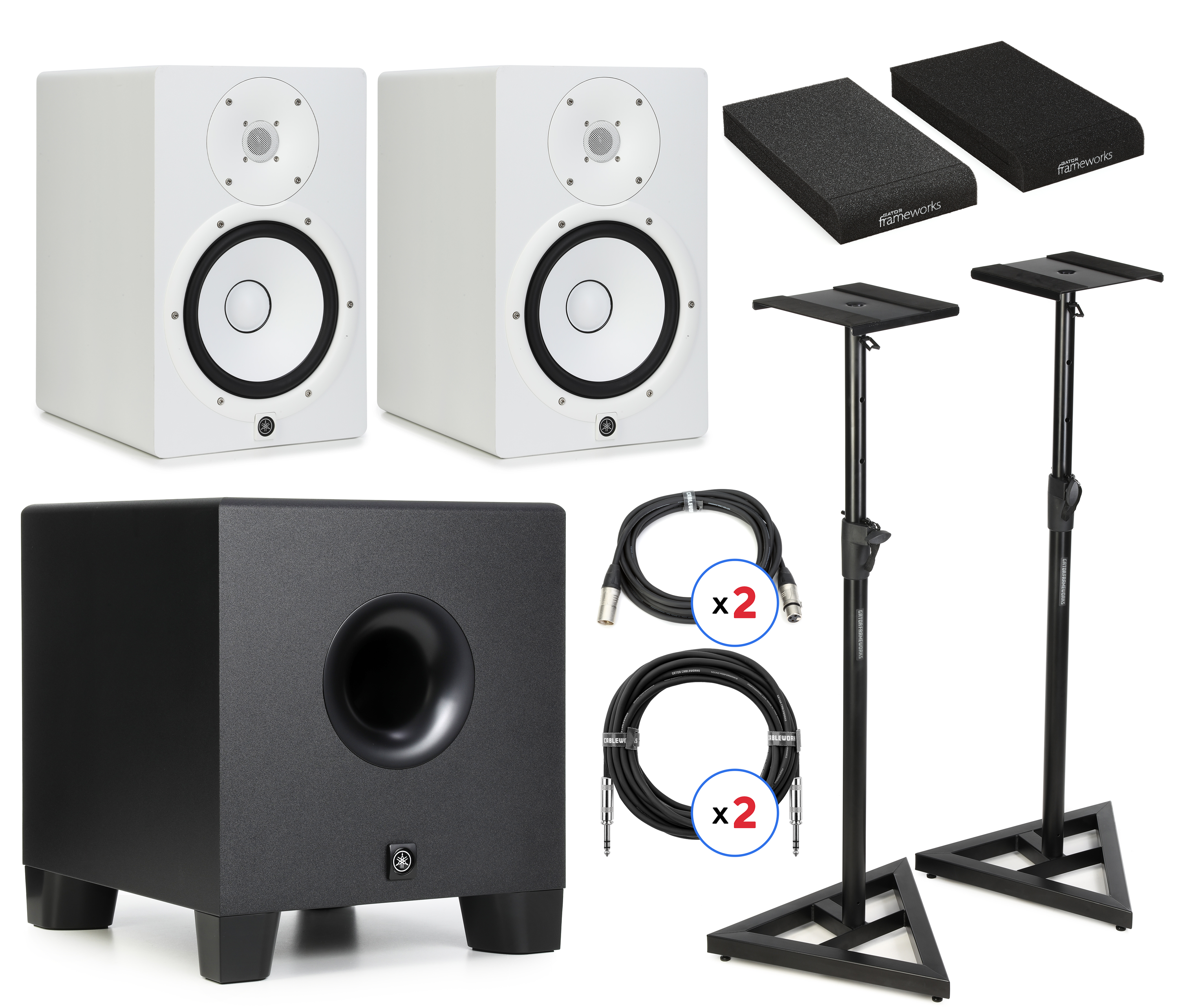 Yamaha HS8W 8-inch White Powered Studio Monitor - Studio Bundle | Sweetwater