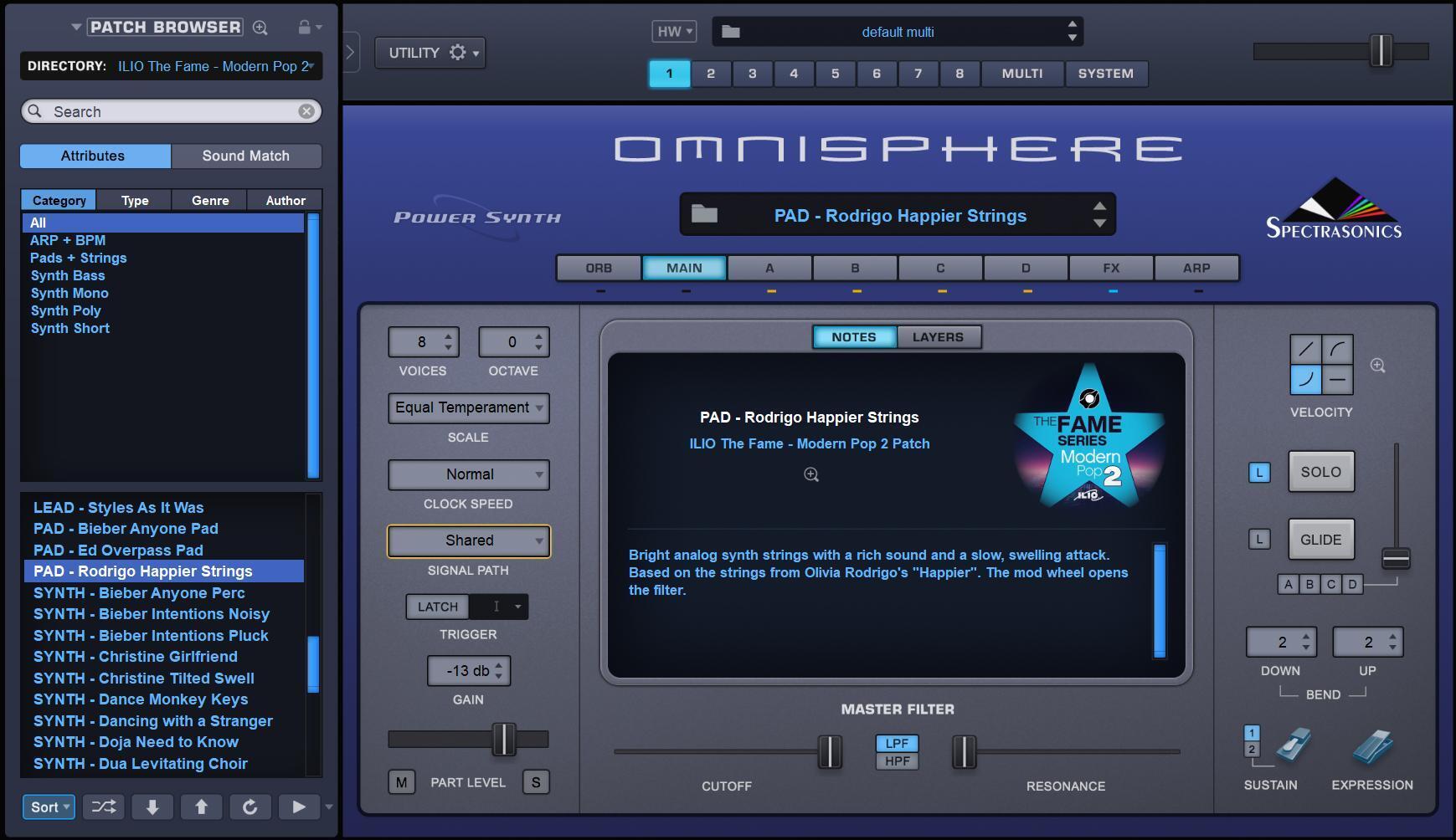 Ilio The Fame Series Modern Pop 2 Patch Collection for Omnisphere 2 | Sweetwater
