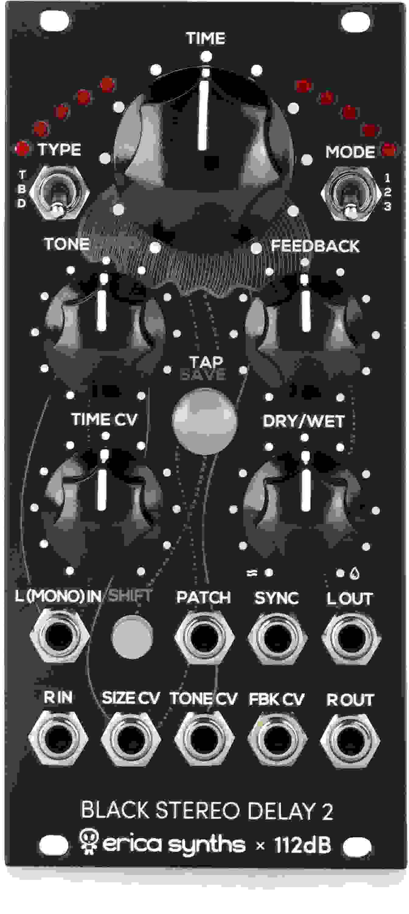 Erica Synths Black Stereo Delay2 Eurorack Module | Sweetwater