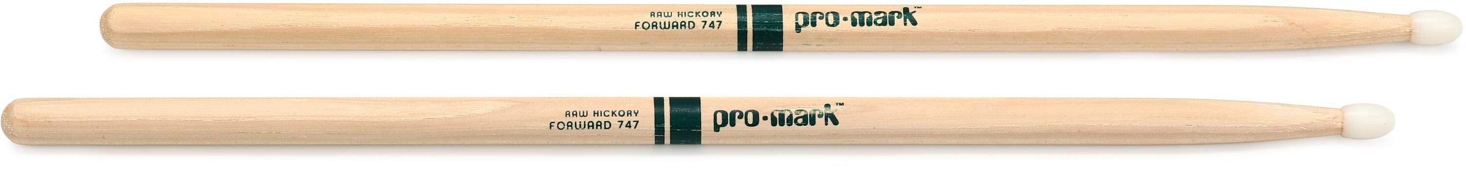 Promark Classic Forward 747 Drumsticks - Raw Hickory - Nylon Tip ...