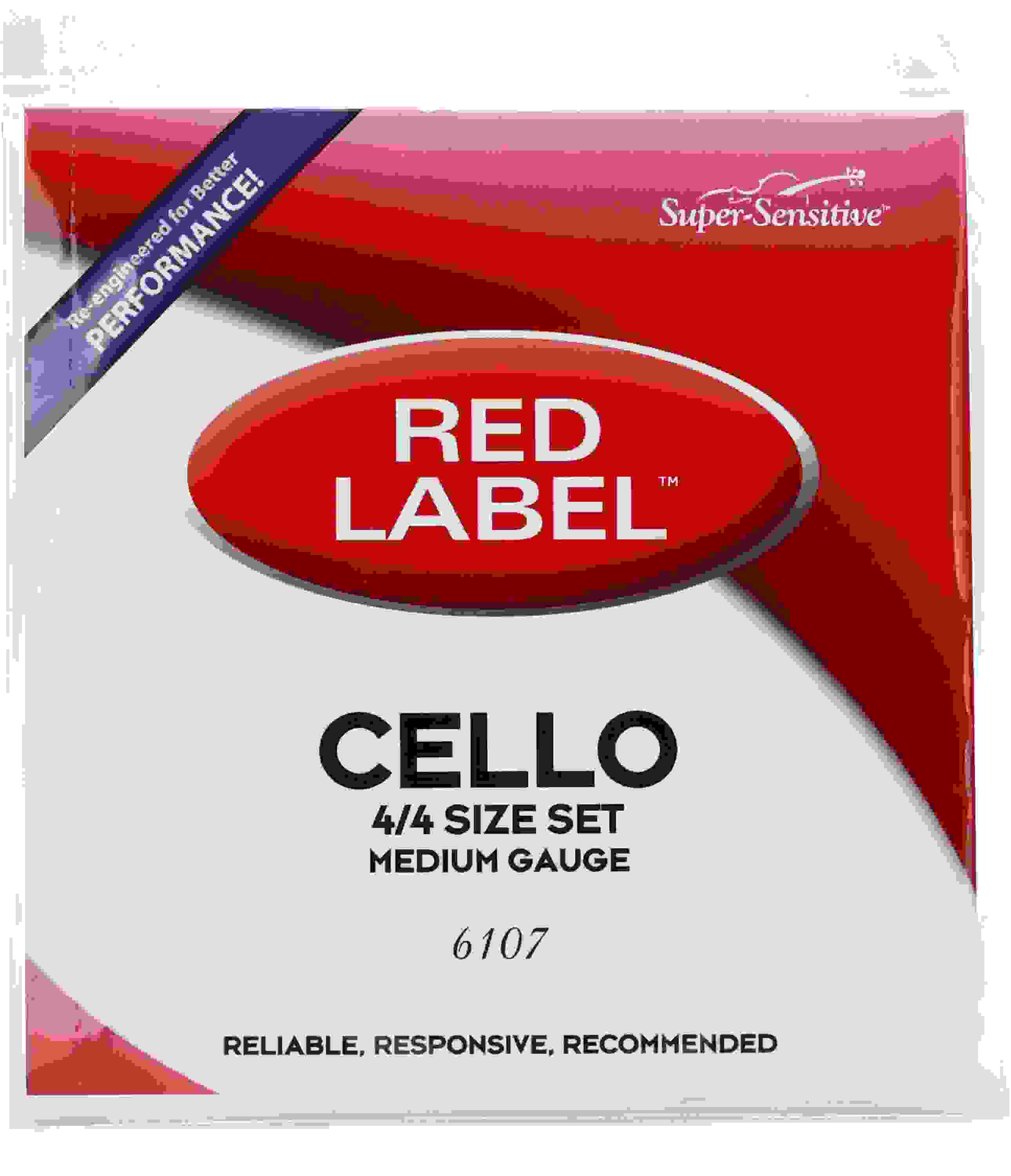 Super-Sensitive 6107 Red Label Cello String Set - 4/4 Size | Sweetwater