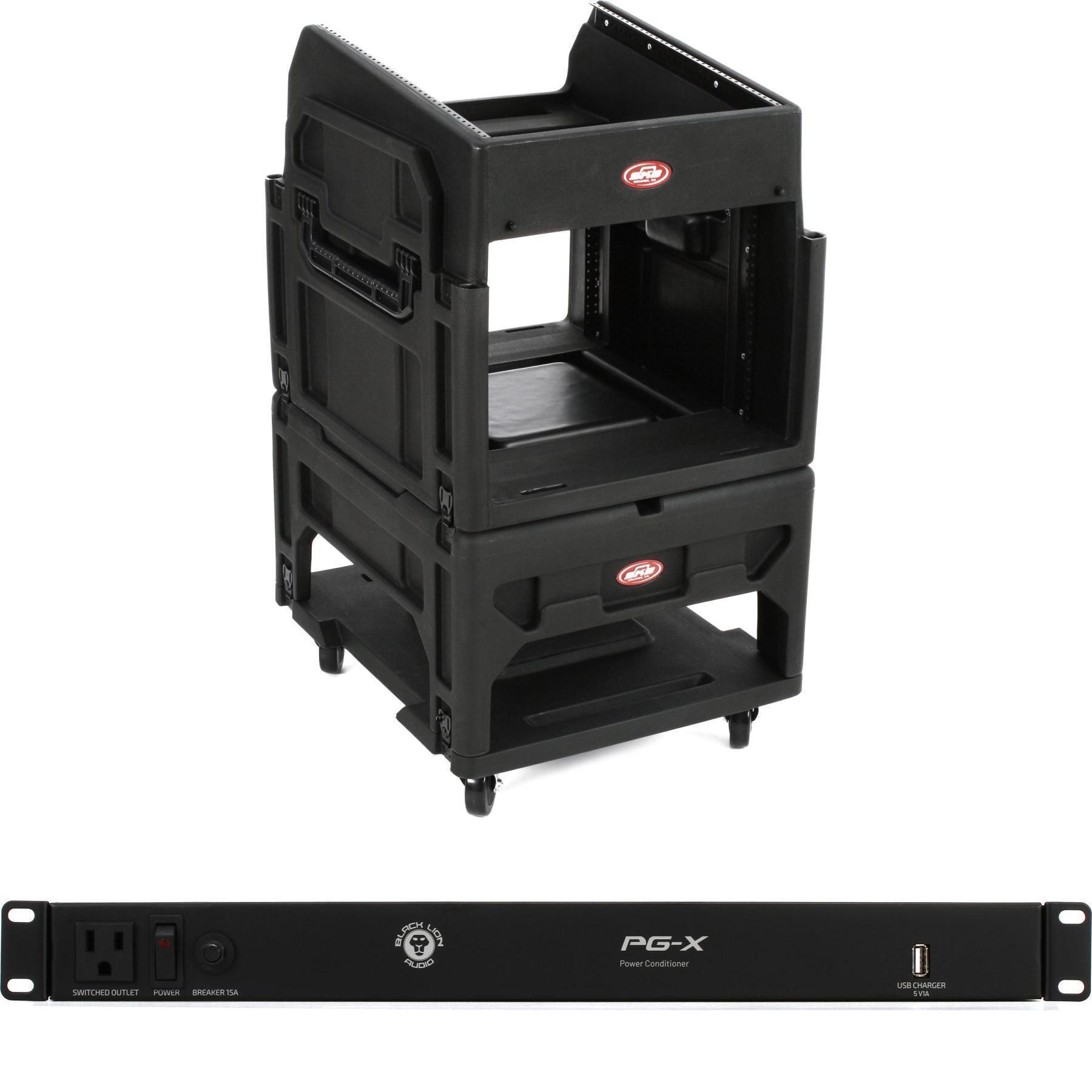 SKB 1SKB19-R1208 12U Top / 8U Bottom Gig Rig Mixer Rack Case and Power ...