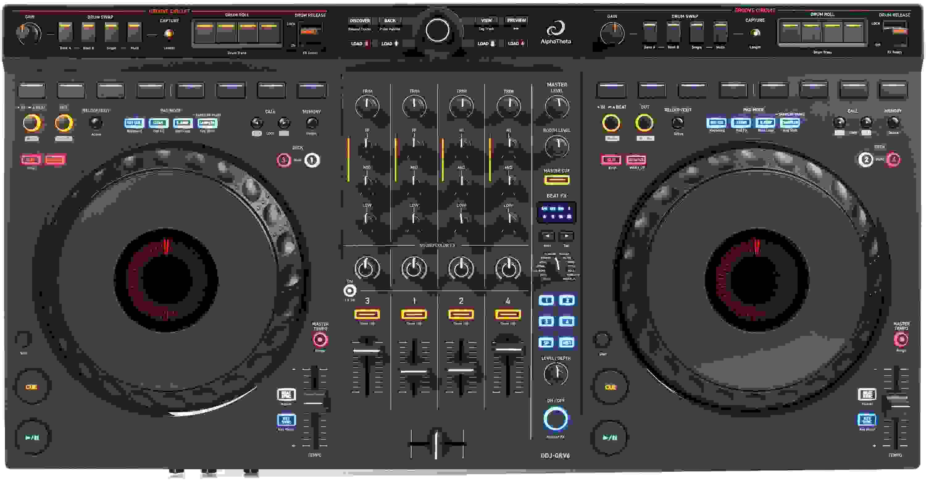AlphaTheta DDJ-GRV6 4-channel DJ Controller with Groove Circuit ...