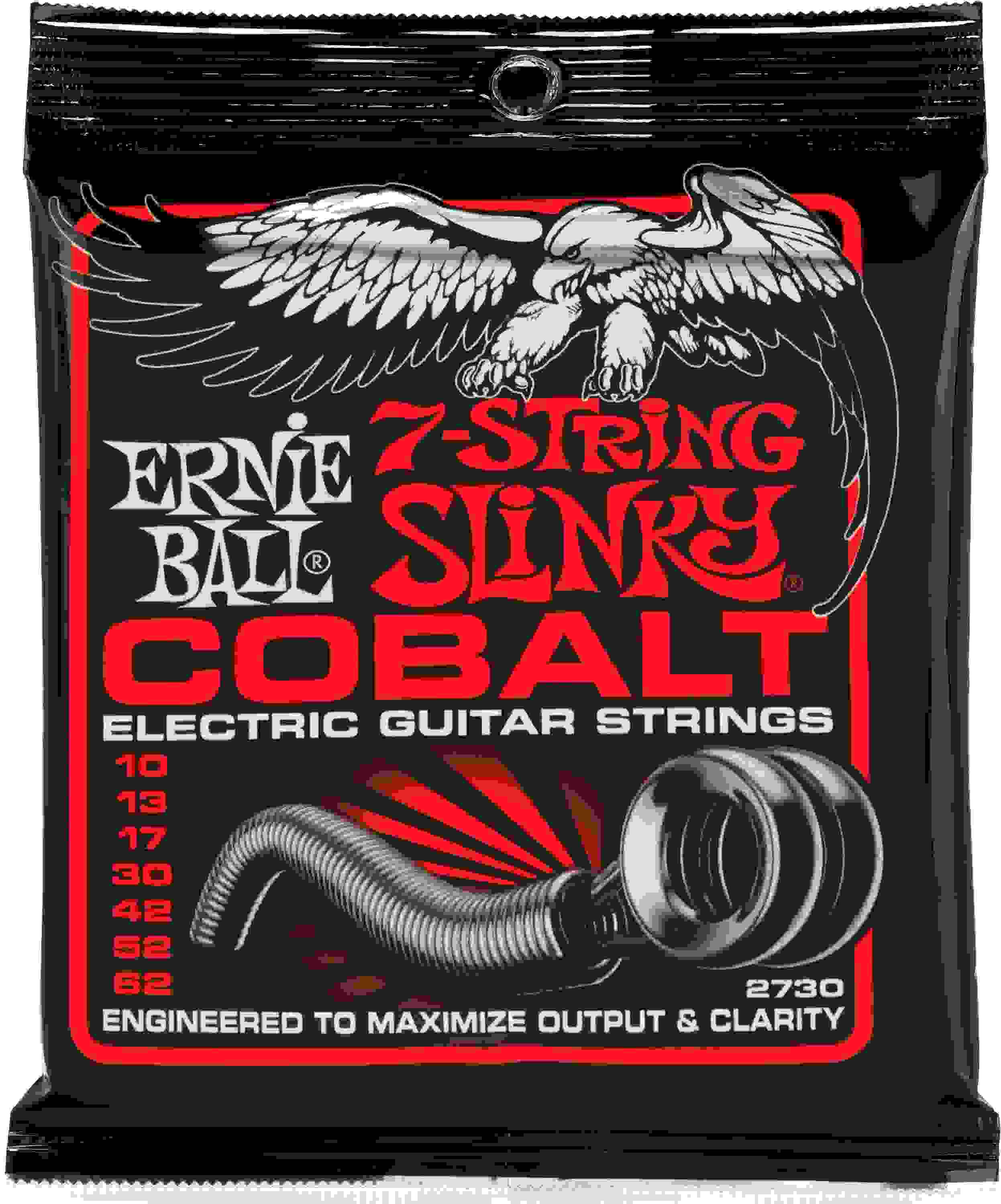 Ernie Ball 2730 Skinny Top Heavy Bottom Slinky Cobalt Electric Guitar Strings - .010-.062 7 ...