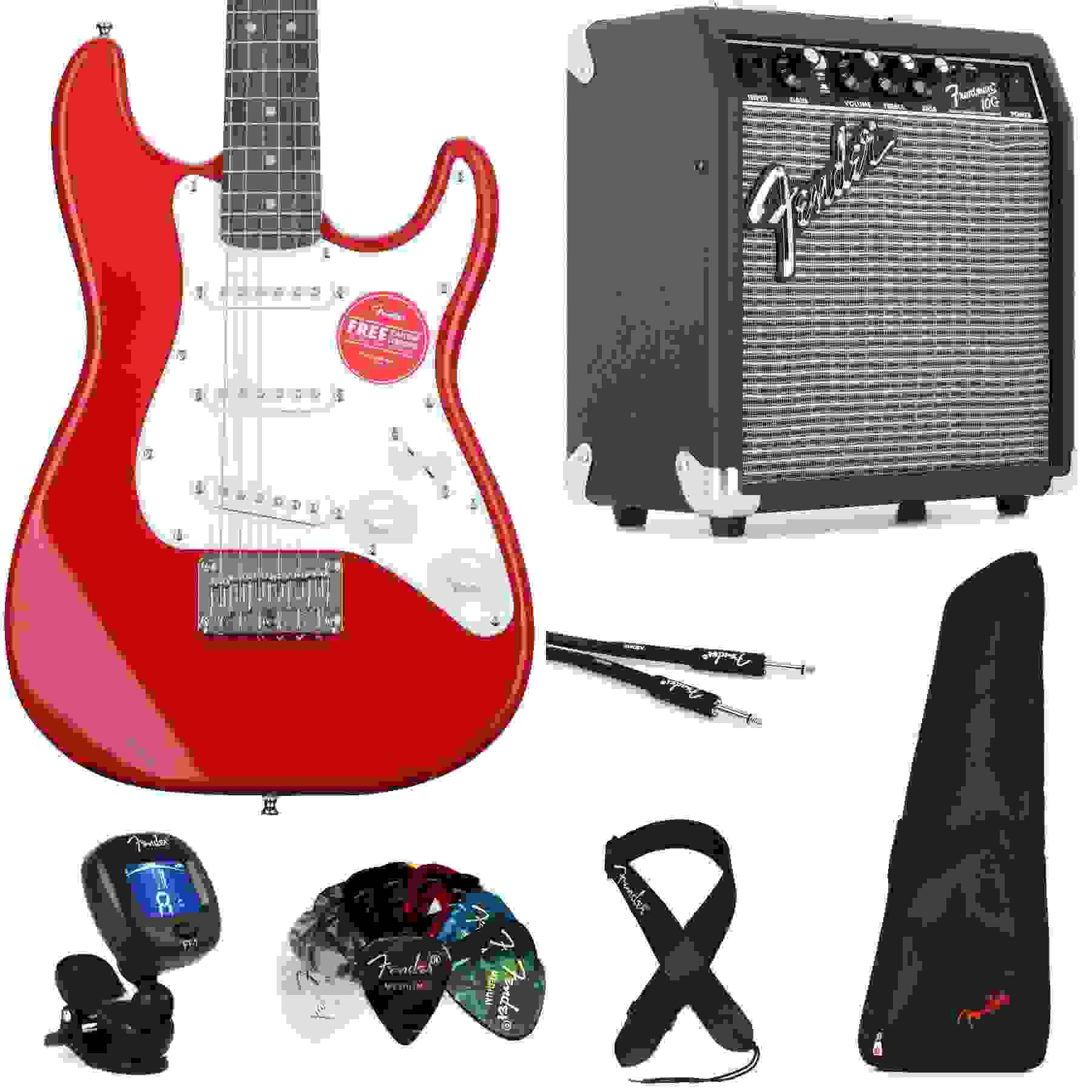 Squier Mini Strat Electric Guitar and Fender Amp Bundle - Dakota Red ...