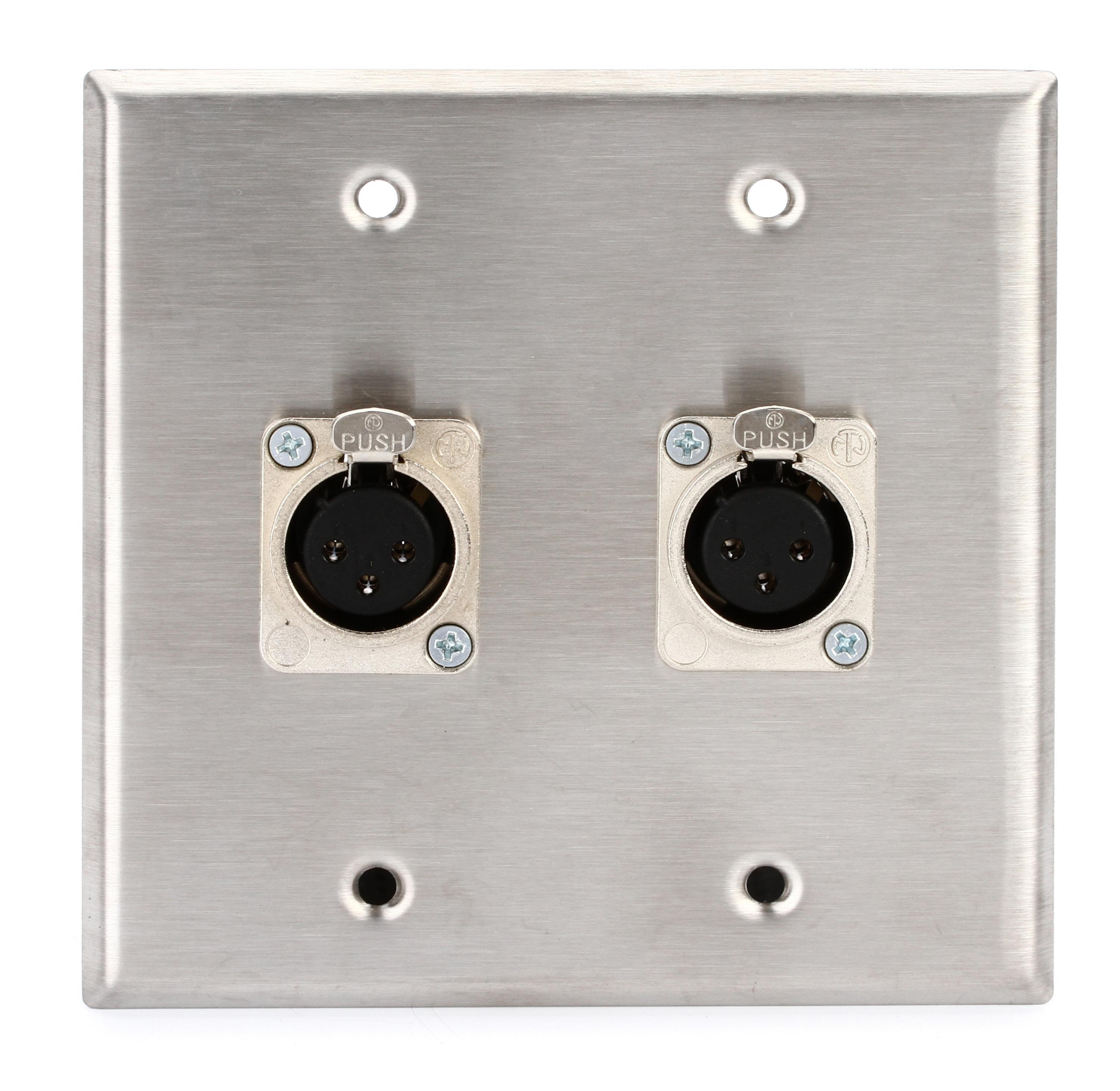 Pro Co WP2034 Double Gang Stainless Steel Wall Plate with 2 XLR Female ...