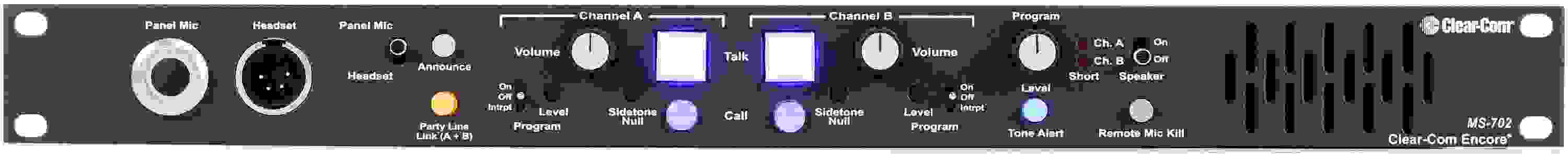 Clear-Com MS-702 1RU 2-channel Main Station | Sweetwater