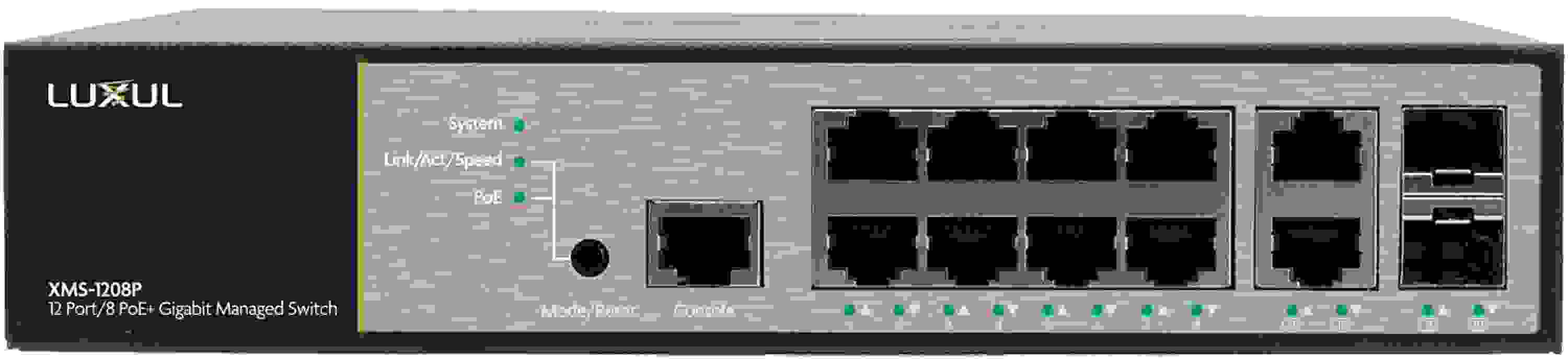 Luxul XMS-1208P 12-port/8 PoE+ Rackmount Gigabit Managed Switch ...