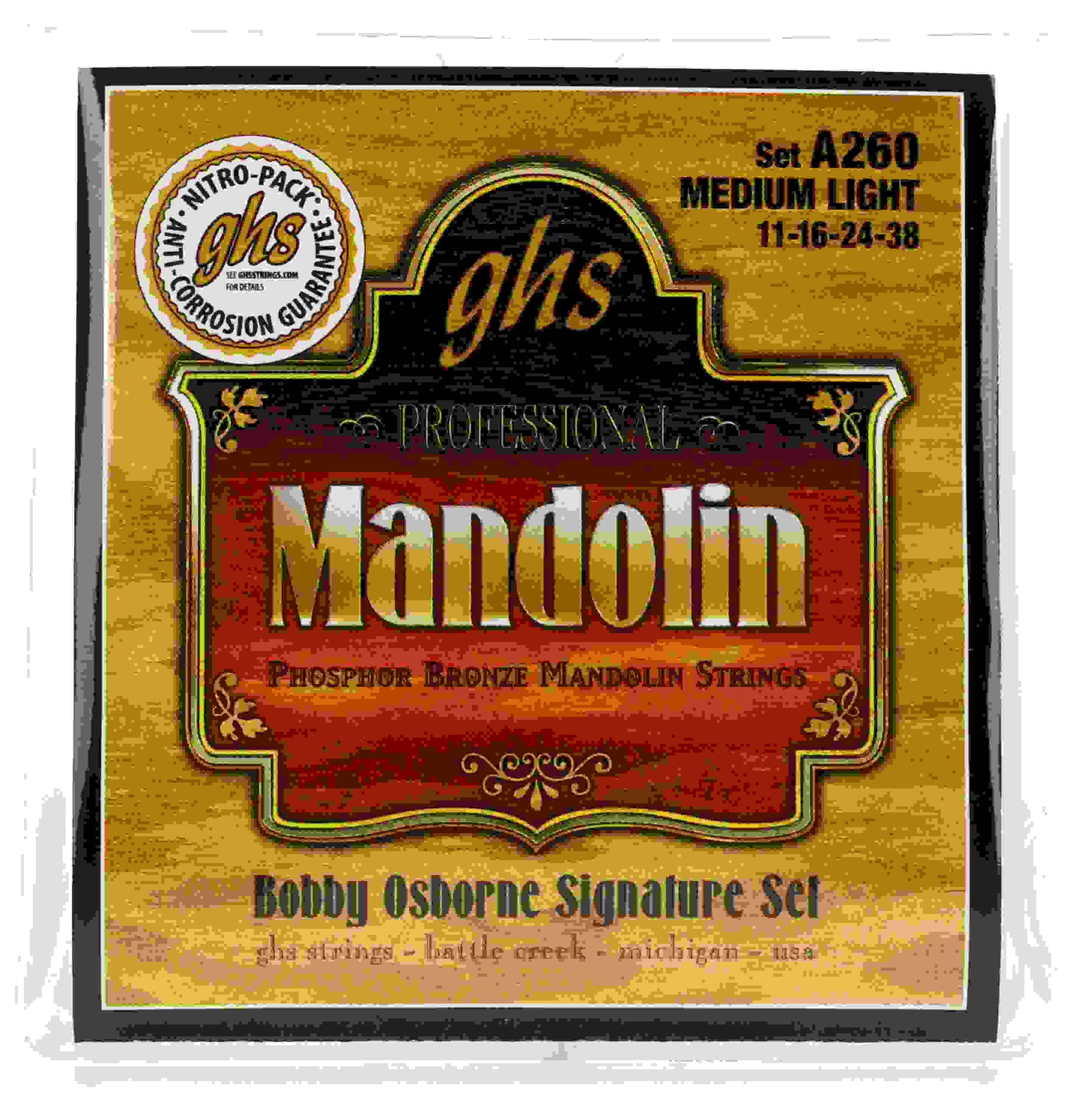 GHS A260 Phosphor Bronze Bobby Osborne Signature Mandolin Strings - .011-.038 Medium Light ...