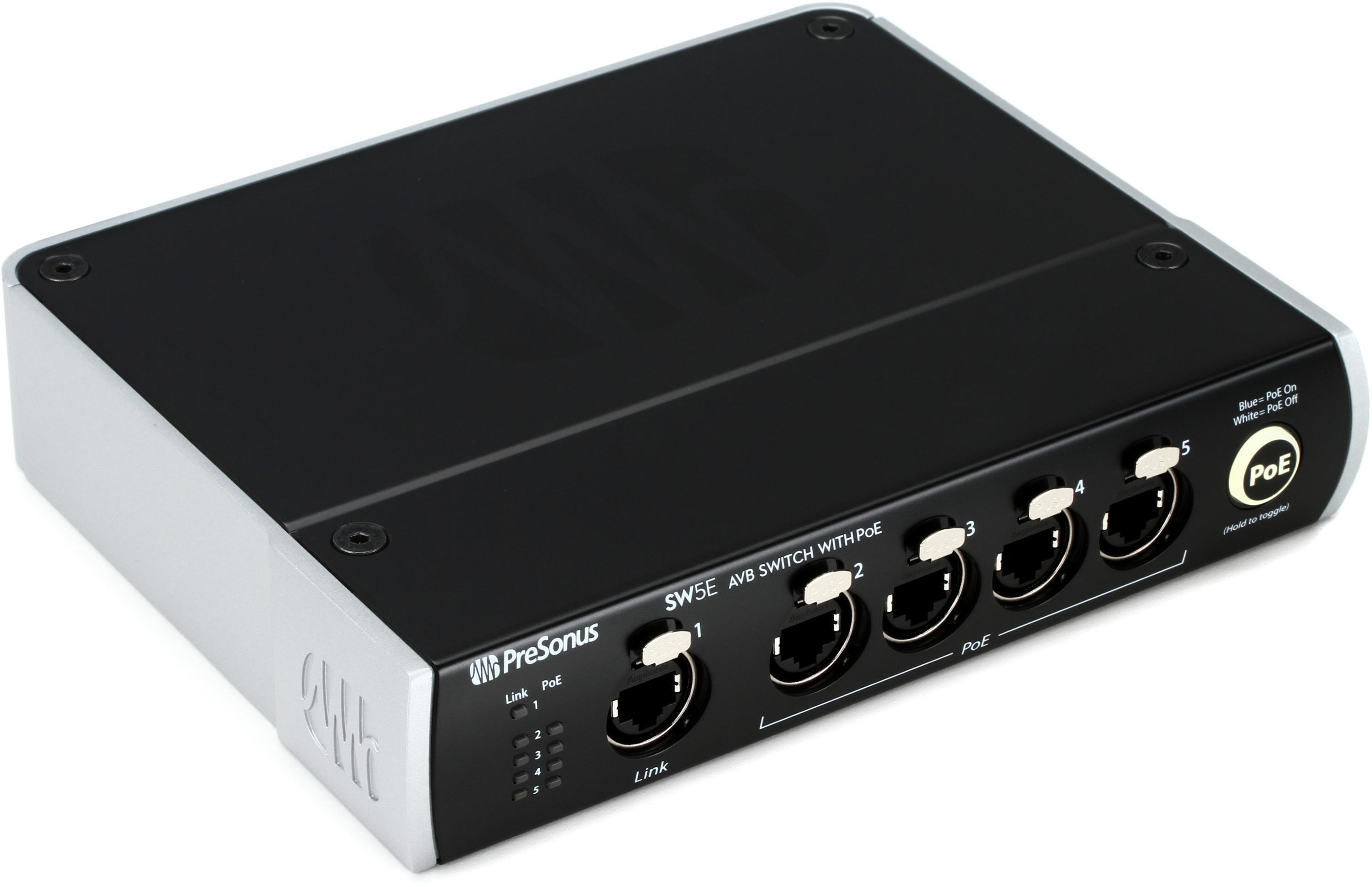 PreSonus SW5E 5-port Audio Video Bridging Switch with PoE | Sweetwater
