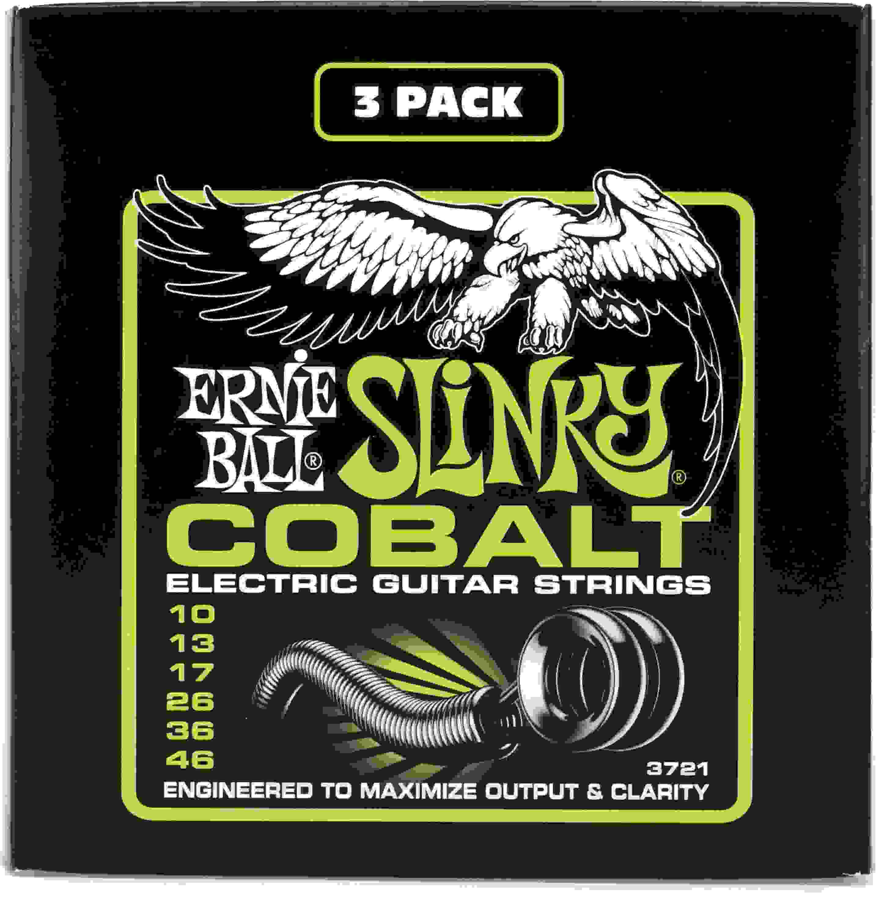 Ernie Ball 3721 Regular Slinky Cobalt Electric Guitar Strings - .010-.046 Factory 3-pack ...