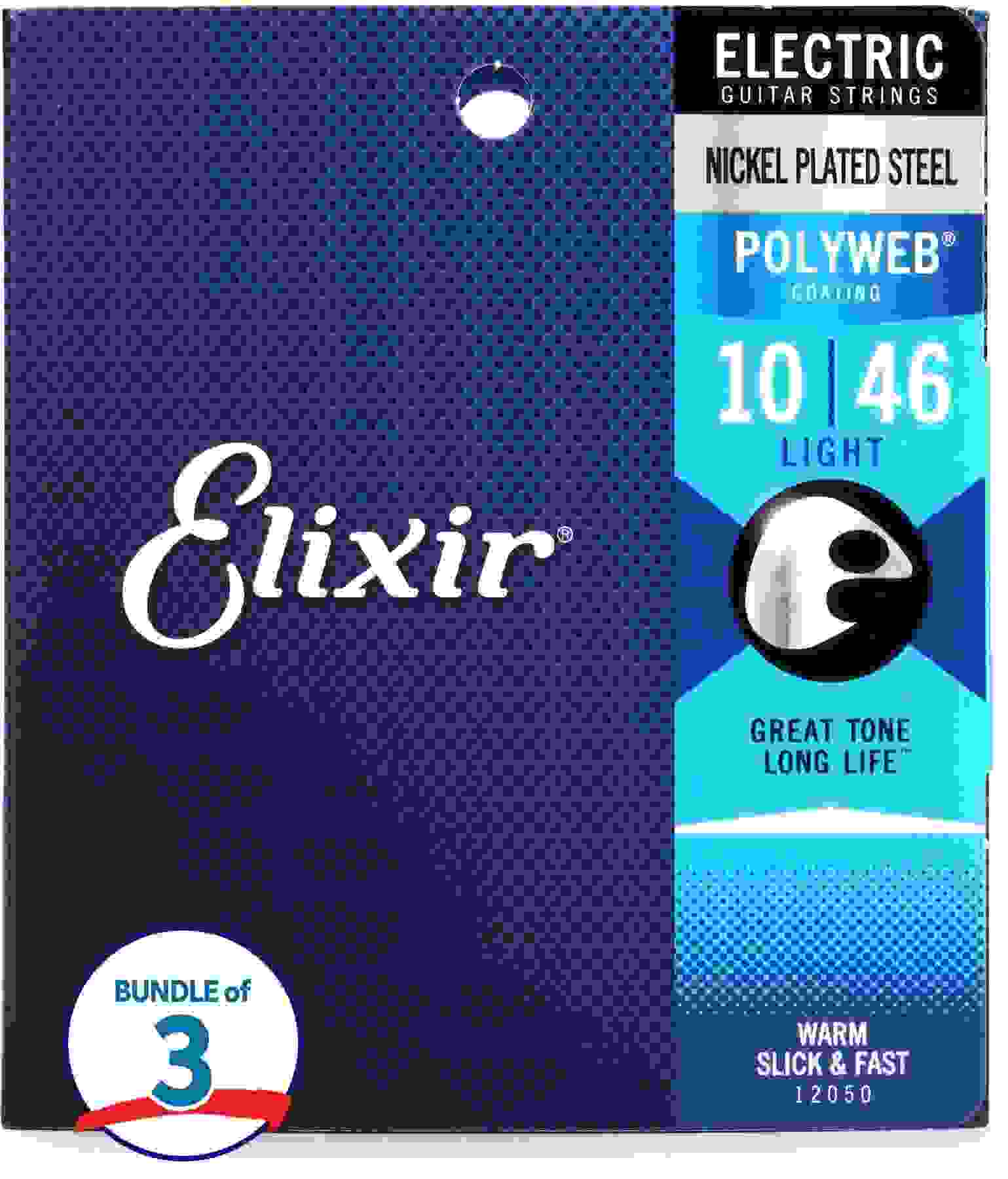Elixir Strings 12050 Polyweb Electric Guitar Strings - .010-.046 Light (3-pack) | Sweetwater