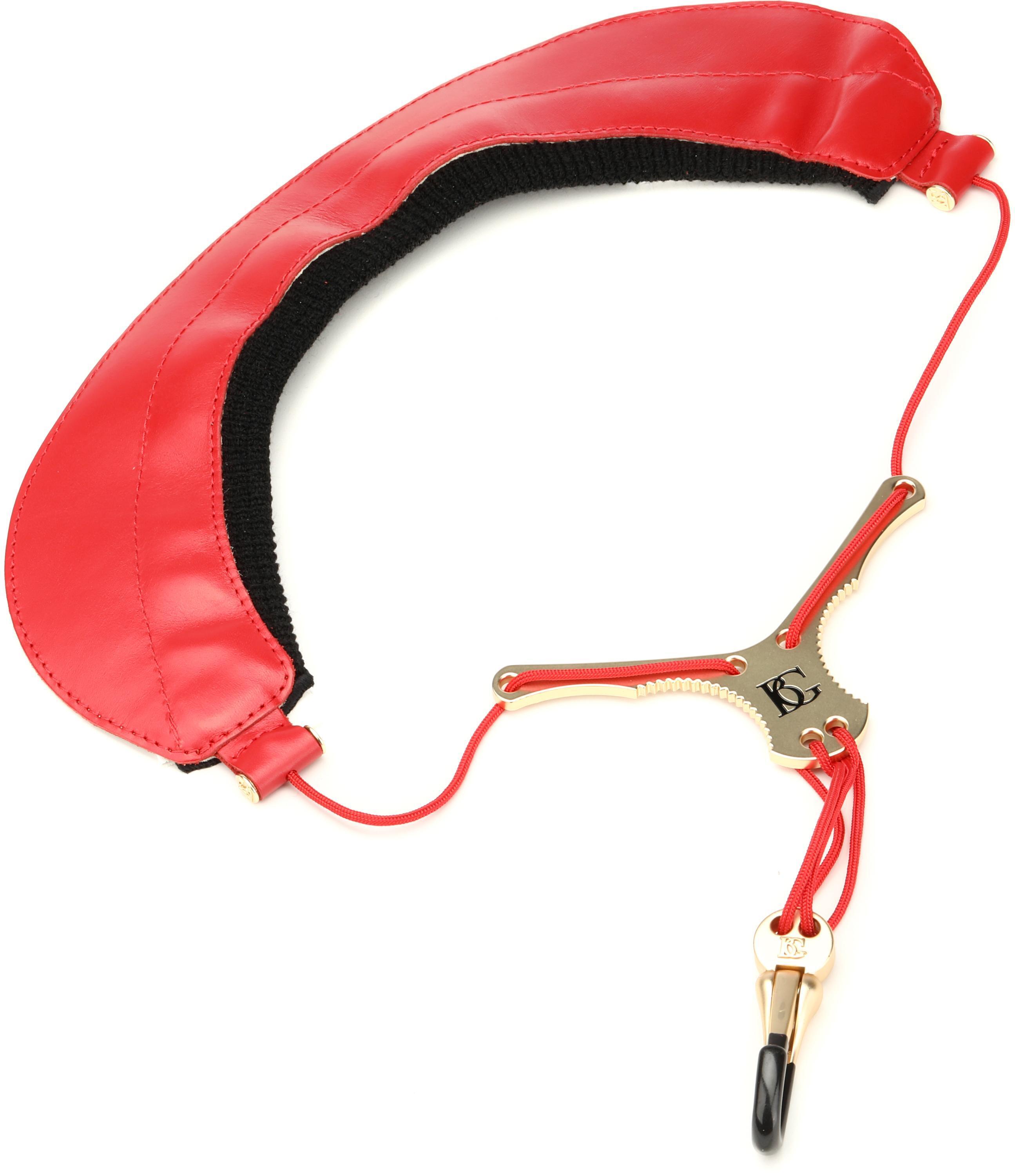BG S79YMSH Zen Leather Saxophone Yoke Strap - Red | Sweetwater