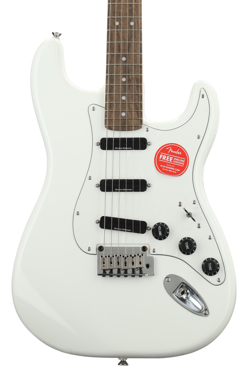 Squier Deluxe Hot Rails Stratocaster - Olympic White w Squier Deluxe Hot Rails Stratocaster - Olympic White w