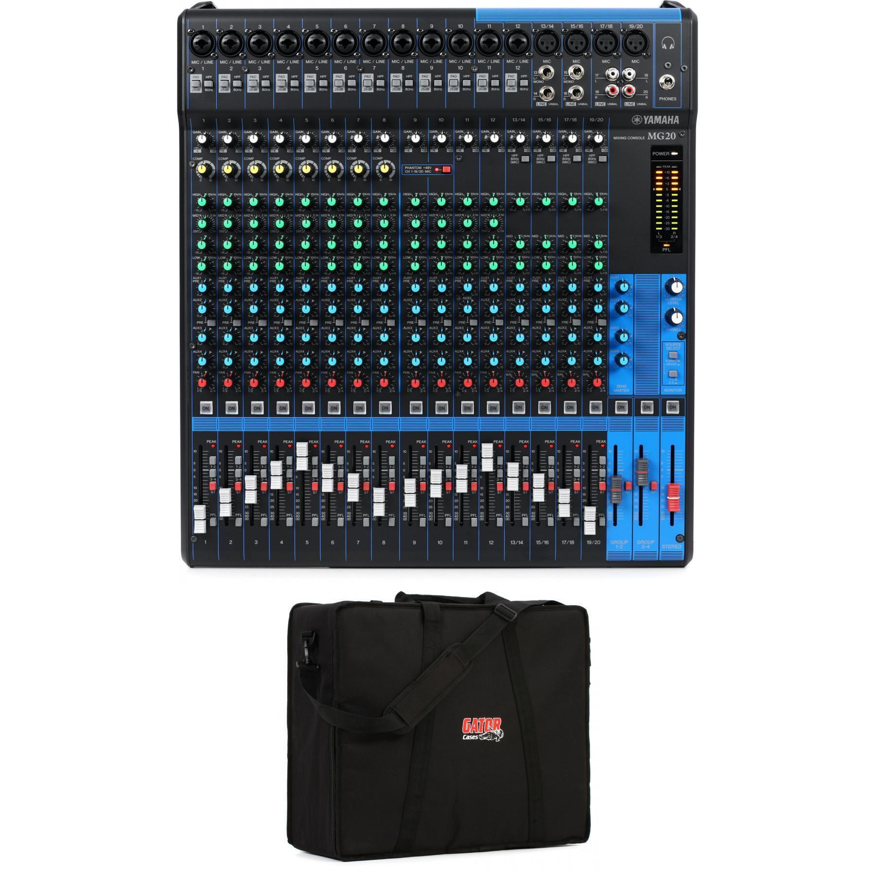 Yamaha MG20 20-channel Analog Mixer and Semi-Rigid Case Bundle | Sweetwater