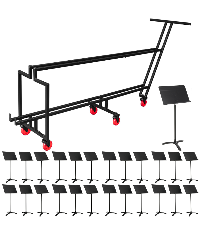 Gator Frameworks Sheet Music Stand Cart with Manhasset Model 48 Stands ...