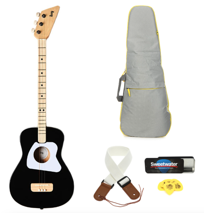 Loog Guitars Pro Acoustic Guitar Essentials Bundle - Black | Sweetwater