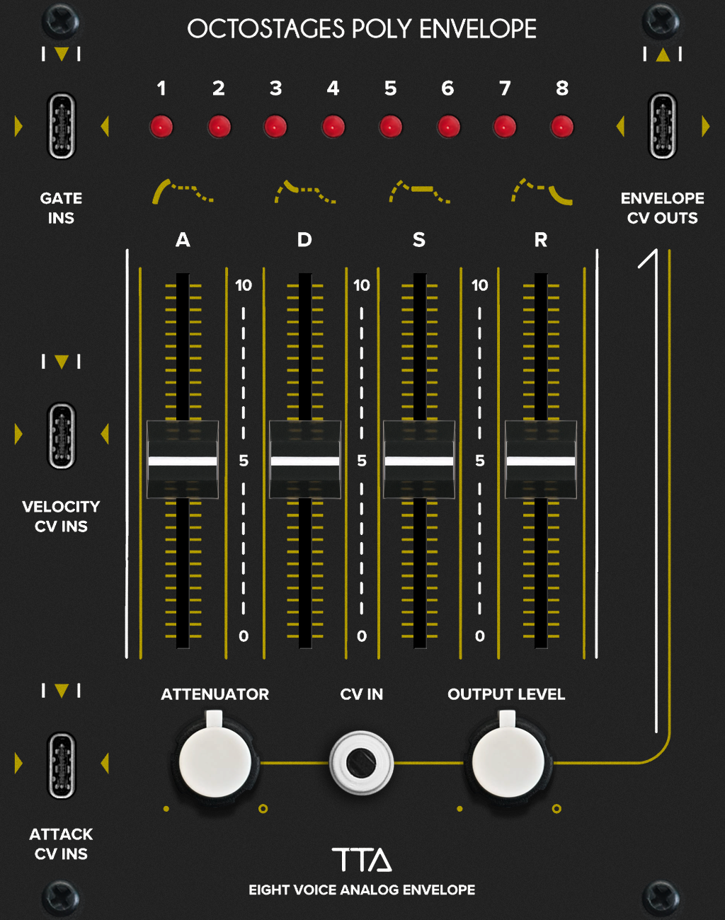 Tiptop Audio Octostages Poly Envelope 8-voice Eurorack Module | Sweetwater