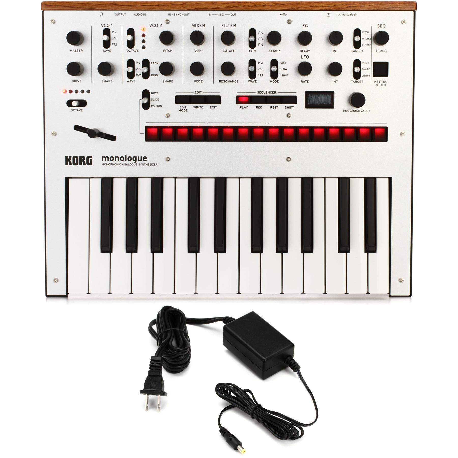 Korg monologue Analog Synthesizer with 9V Power Supply - Silver ...