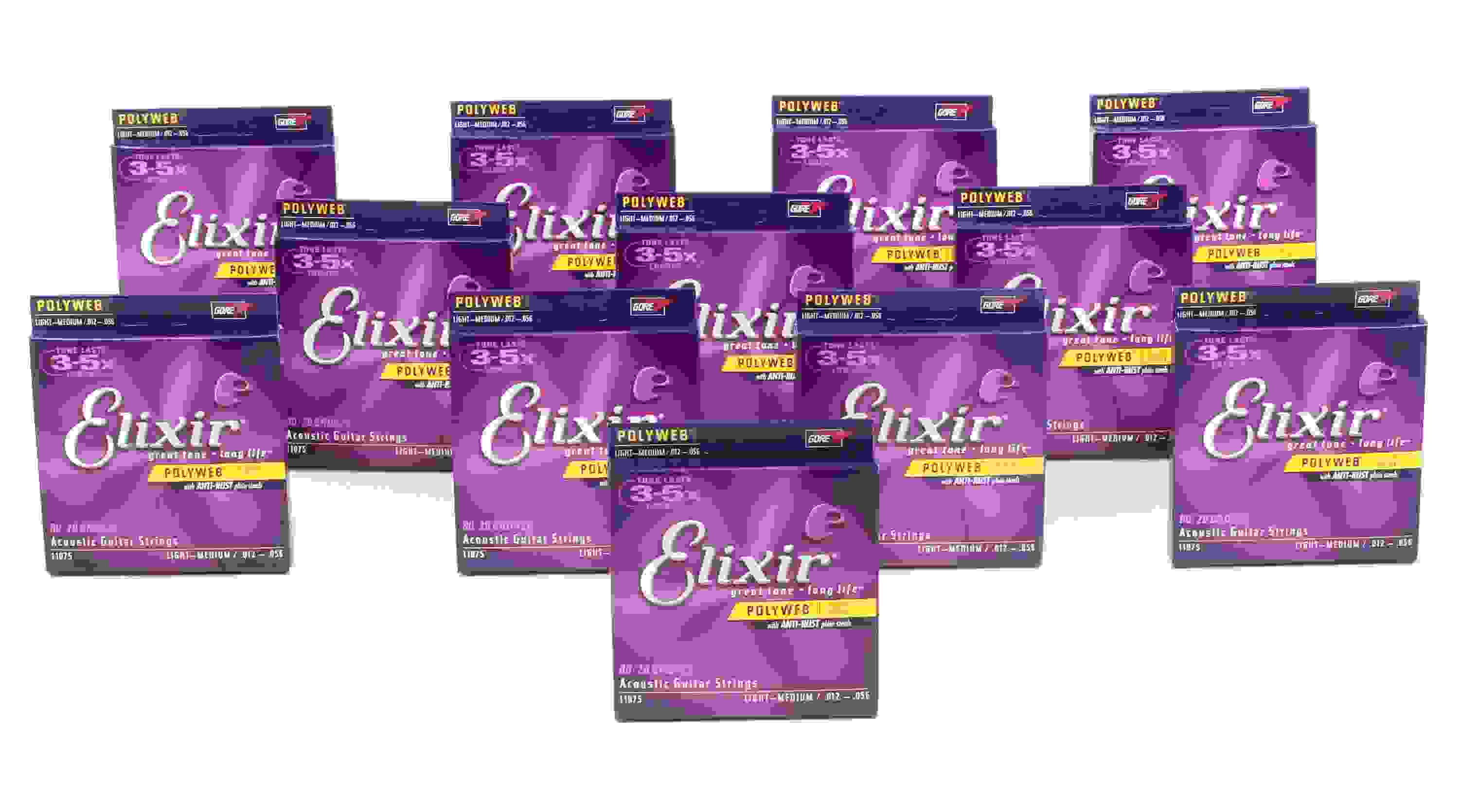 Elixir Strings 11075 Polyweb 80/20 Bronze Light-Medium Acoustic Guitar ...