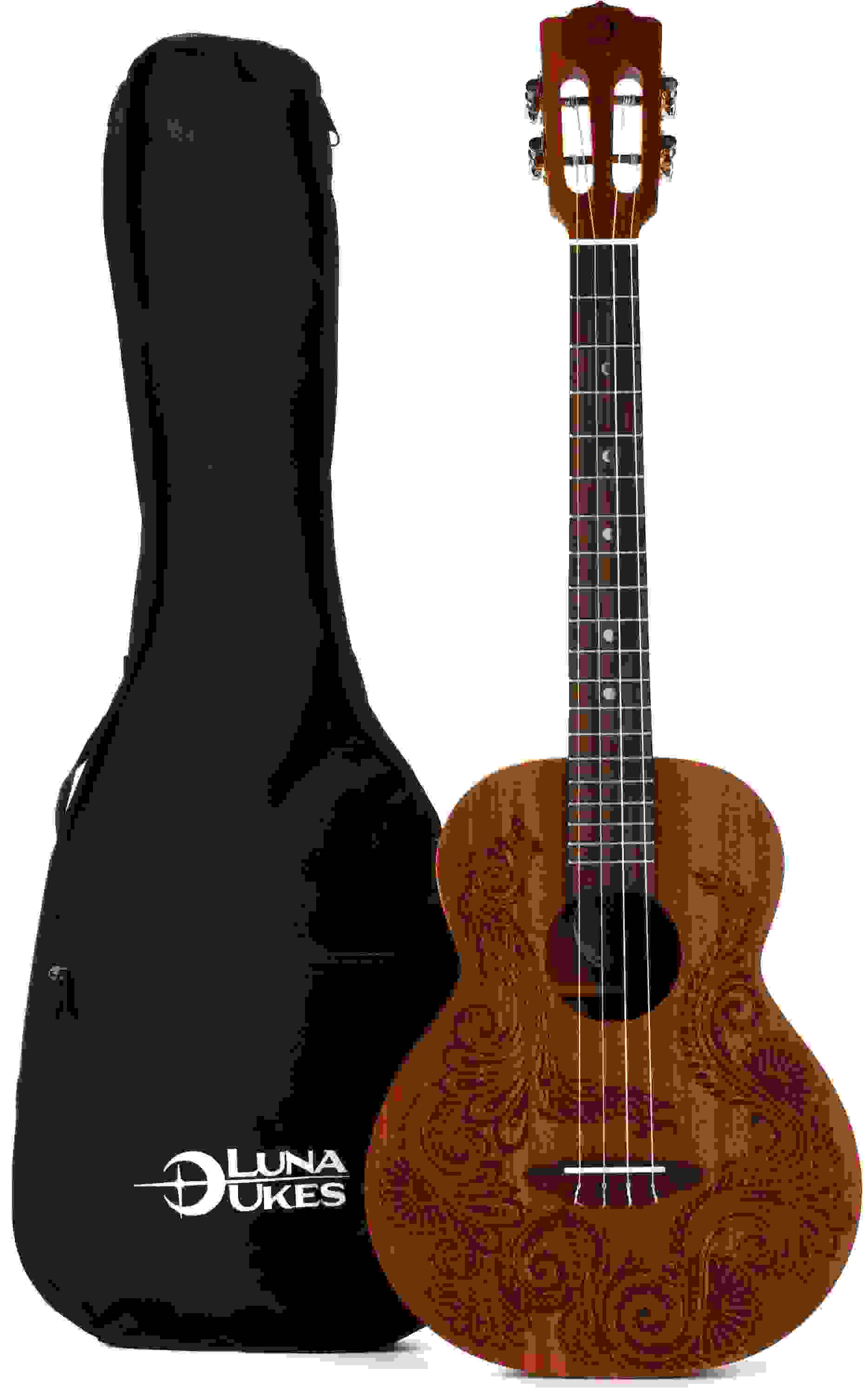 Luna Henna Dragon Mahogany Baritone Ukulele - Natural | Sweetwater