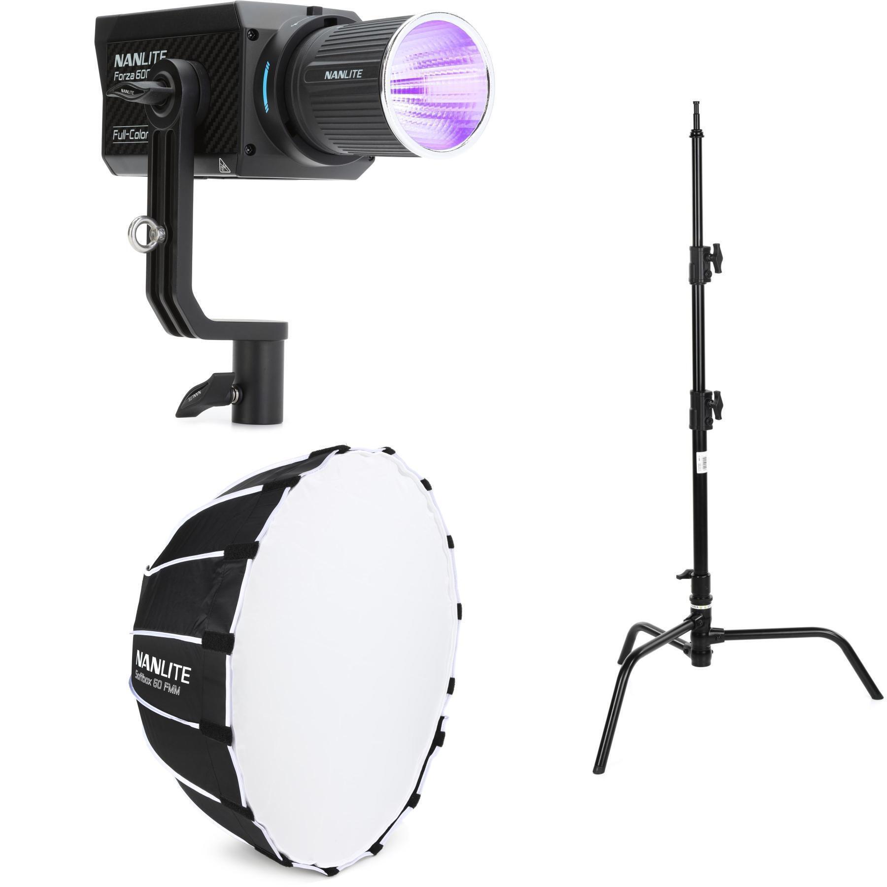 Nanlite Forza 60C RGBLAC LED Spotlight with Softbox and C-Stand ...