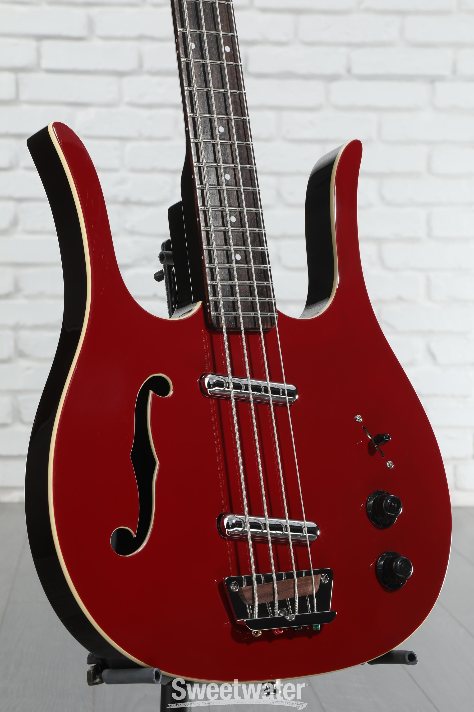 Danelectro Red Hot Longhorn Semi-hollowbody Bass Guitar - Red | Sweetwater