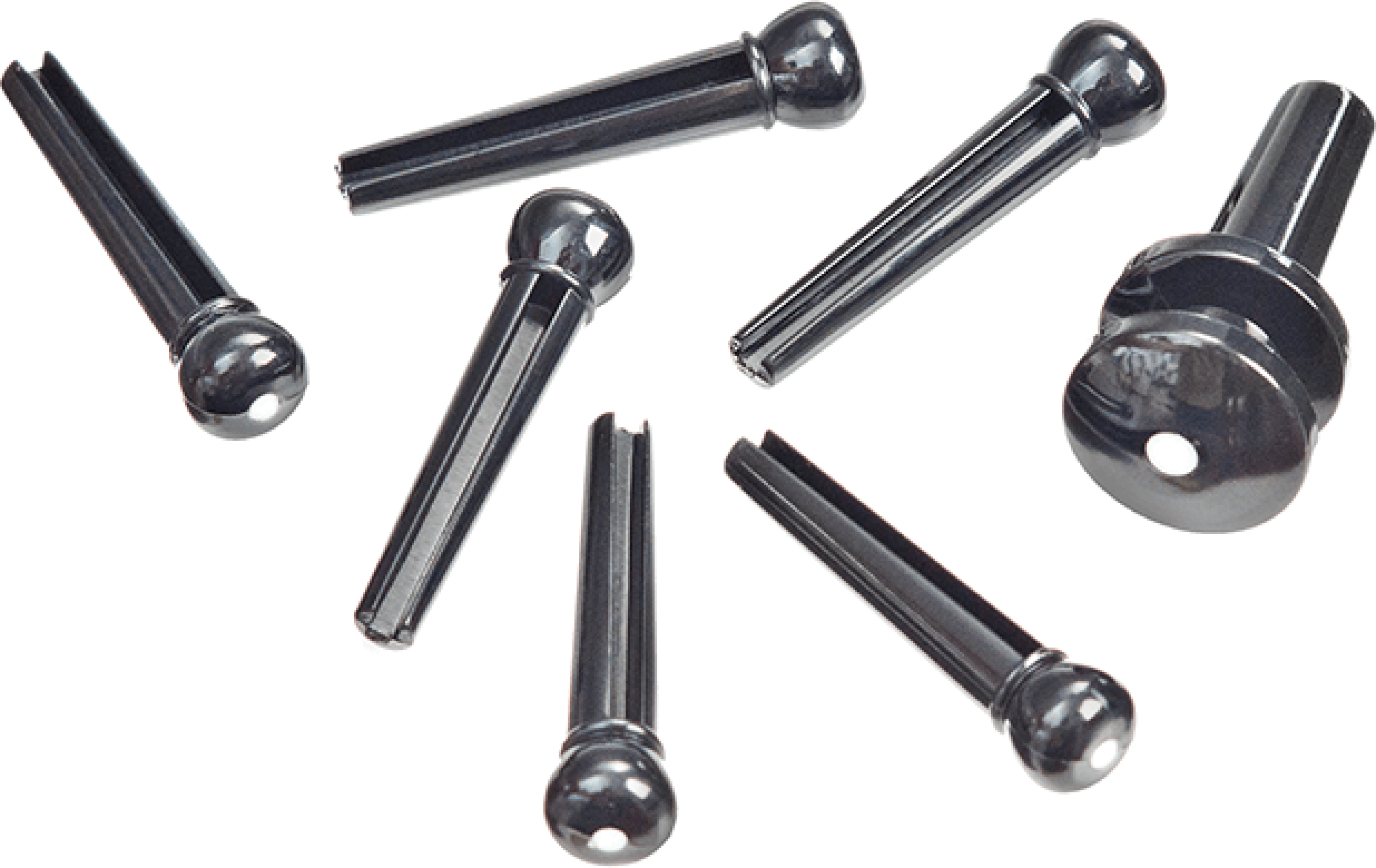 D'Addario Plastic Bridge Pins (set of 6) with End Pin - Ebony with ...