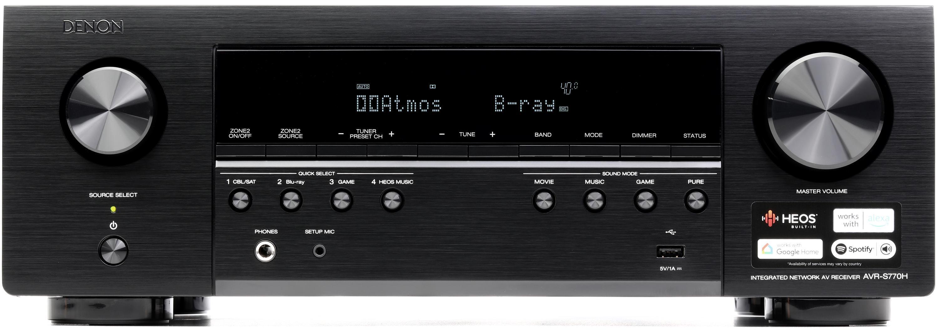 Denon AVR-S770H 75-watt, 7.2-channel 8K A/V Receiver | Sweetwater