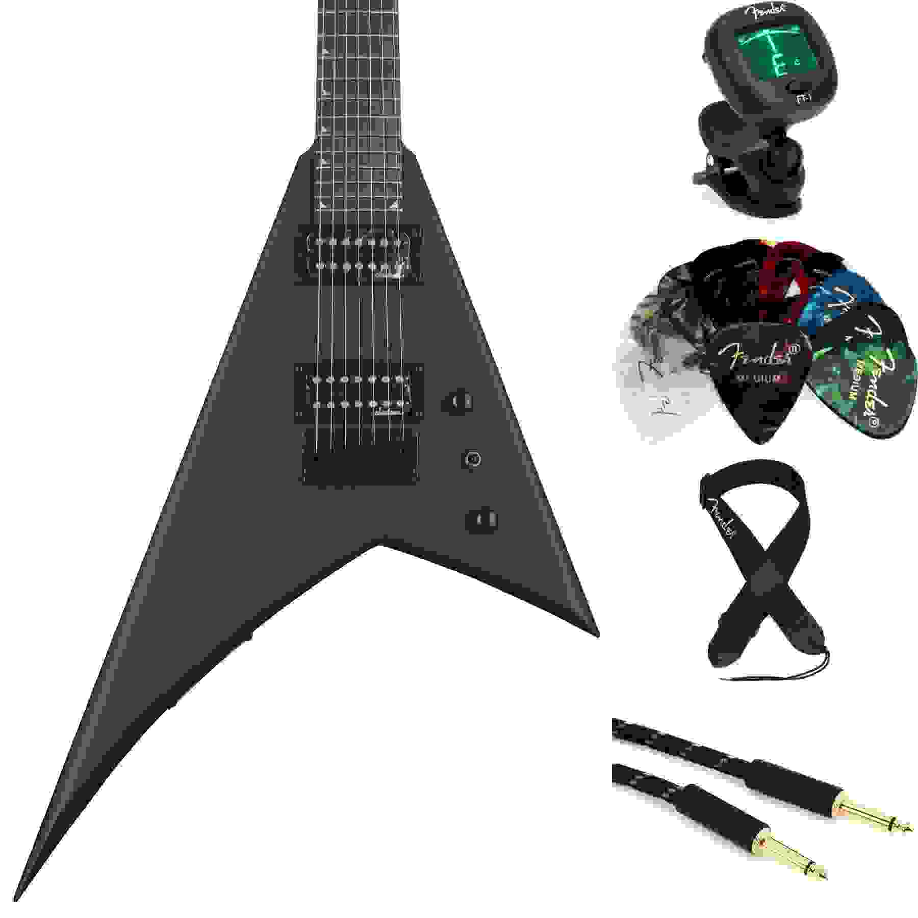 Jackson Rhoads JS22 HT 7-string Electric Guitar Essentials Bundle - Satin Black | Sweetwater
