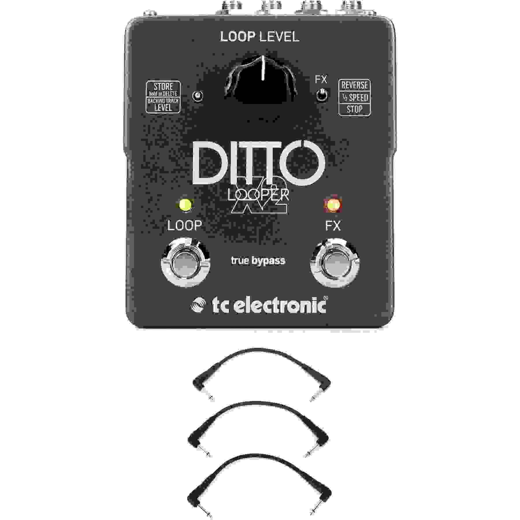 TC Electronic Ditto X2 Looper Pedal with 3 Patch Cables | Sweetwater