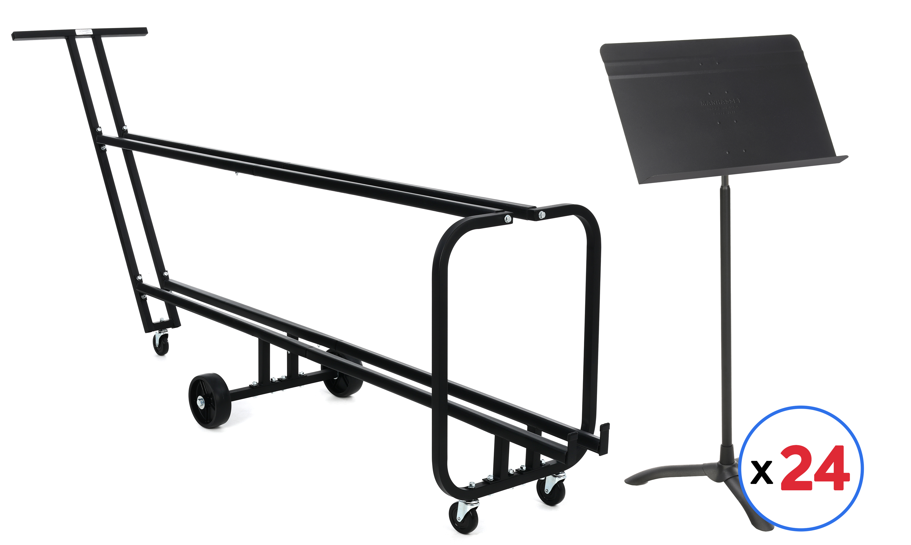 Manhasset Model 1910 Music Stand Cart with 24 Model 48 Symphony Music ...