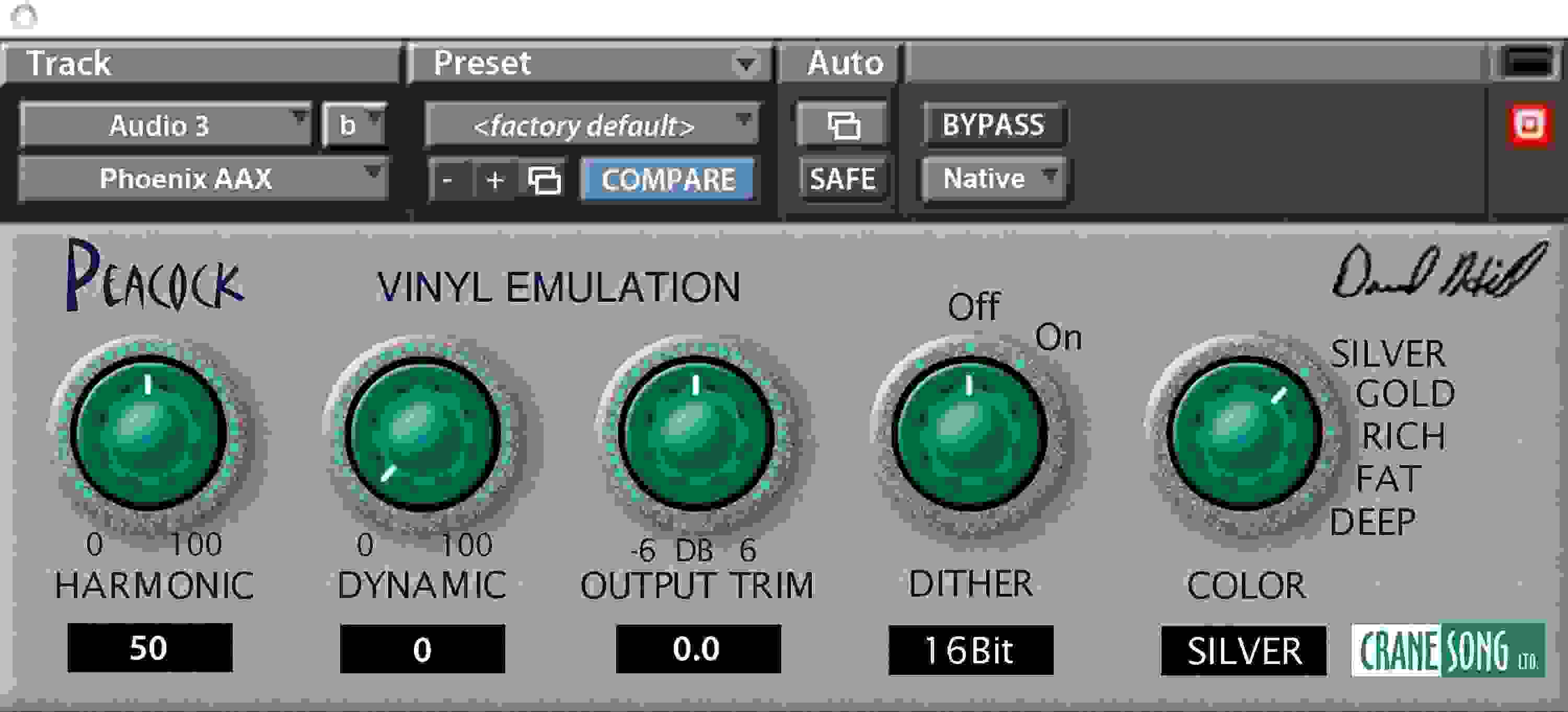 Crane Song Peacock Vinyl Emulation Plug-in | Sweetwater