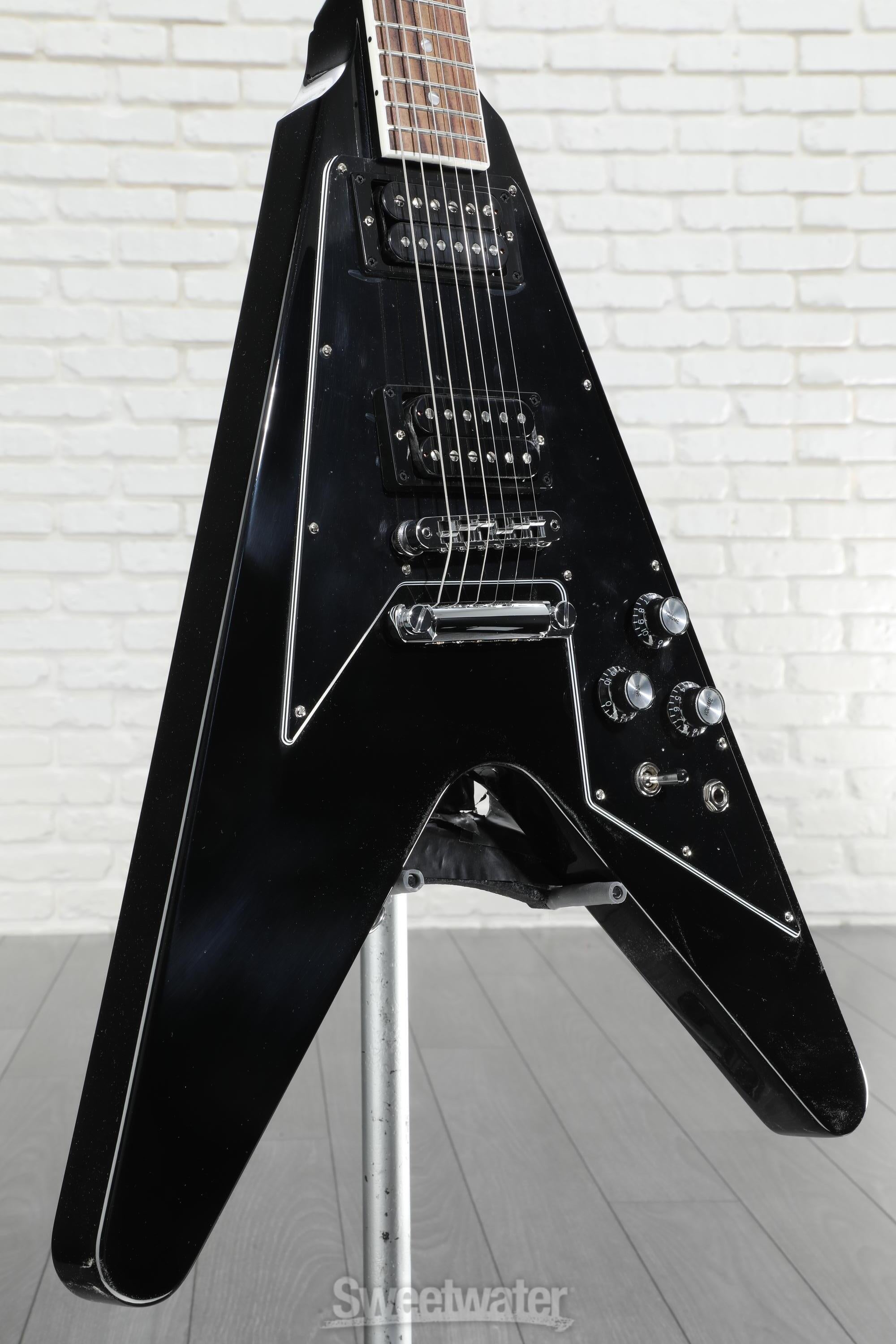 Gibson 70s Flying V Electric Guitar - Ebony | Sweetwater