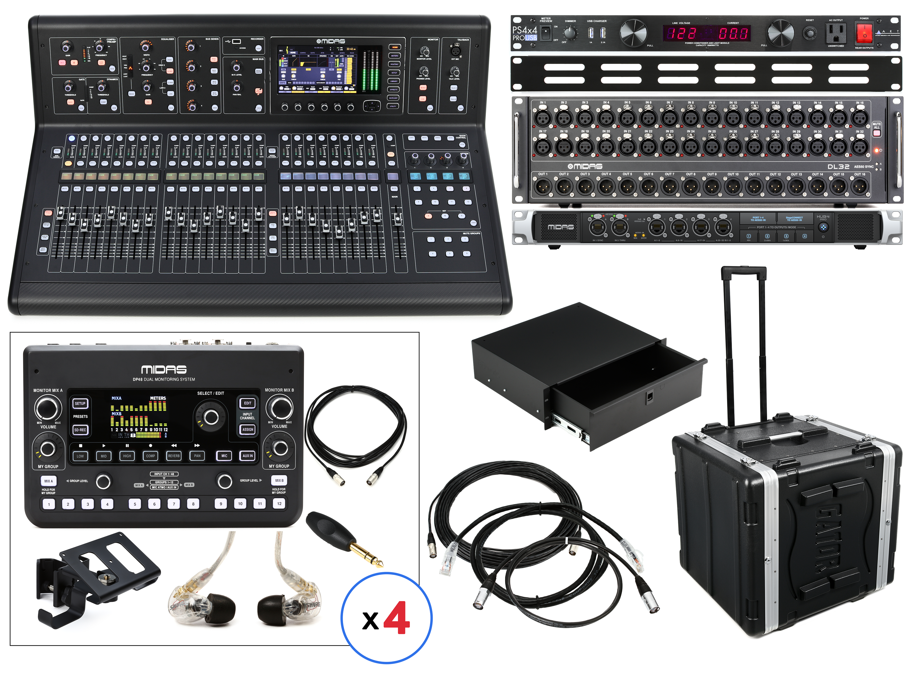 Midas M32 LIVE 40-channel Digital Mixer with MDL32 Stagebox and ...