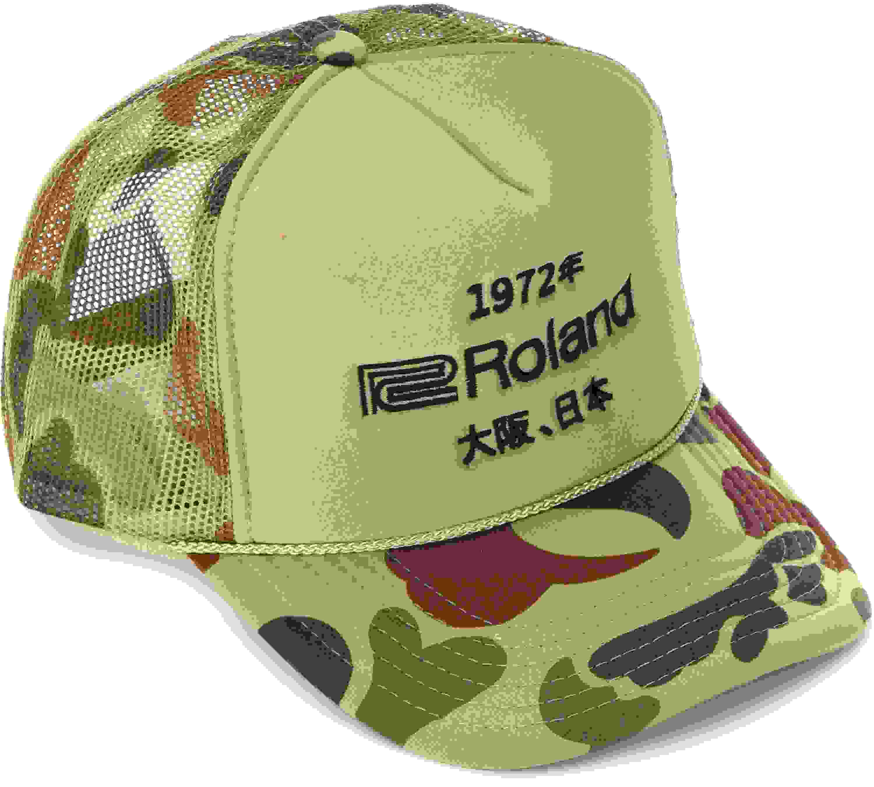 Roland Kanji Logo Trucker Hat - Green Camo | Sweetwater