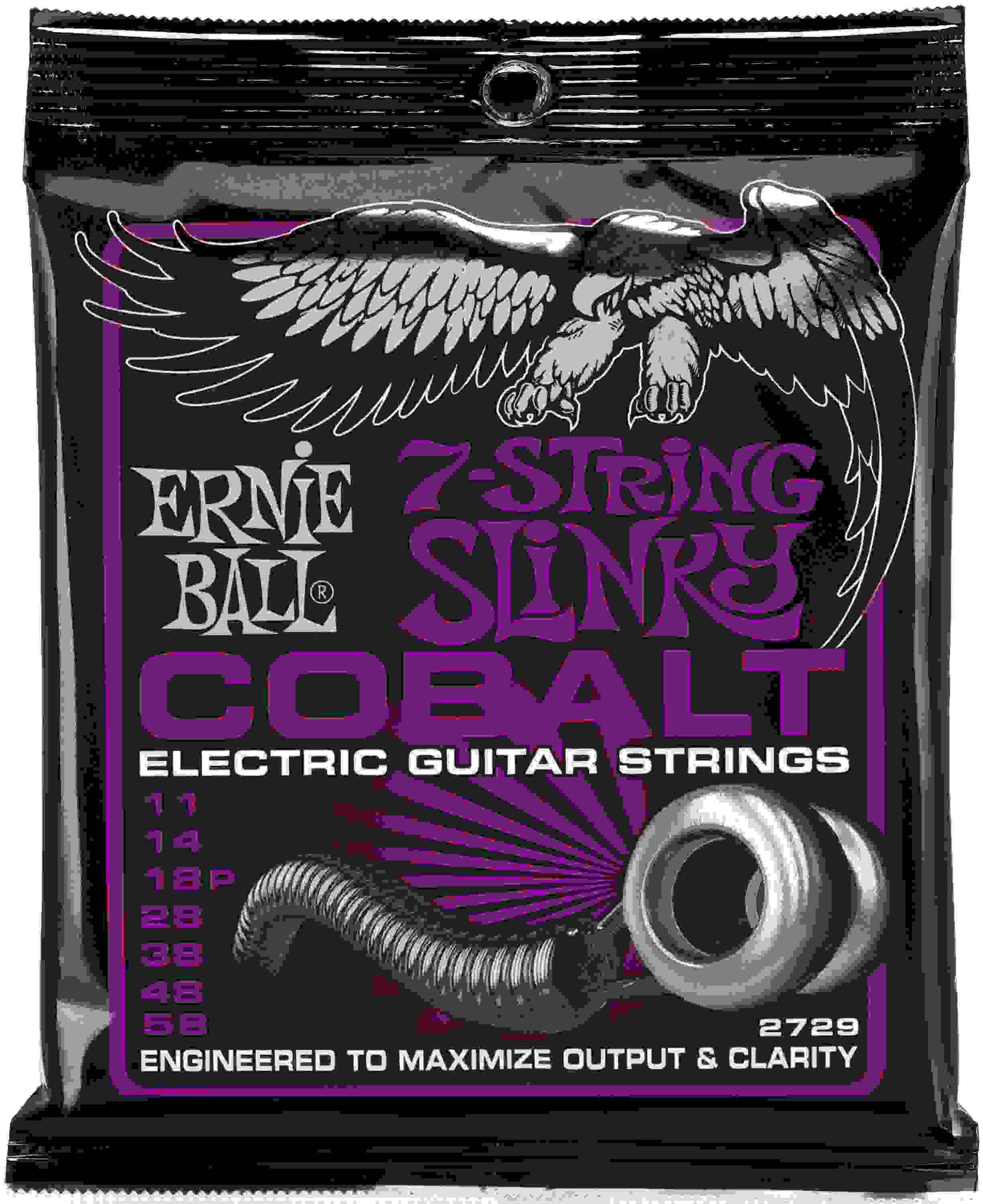 Ernie Ball 2729 Power Slinky Cobalt Electric Guitar Strings - .011-.058 7-string | Sweetwater