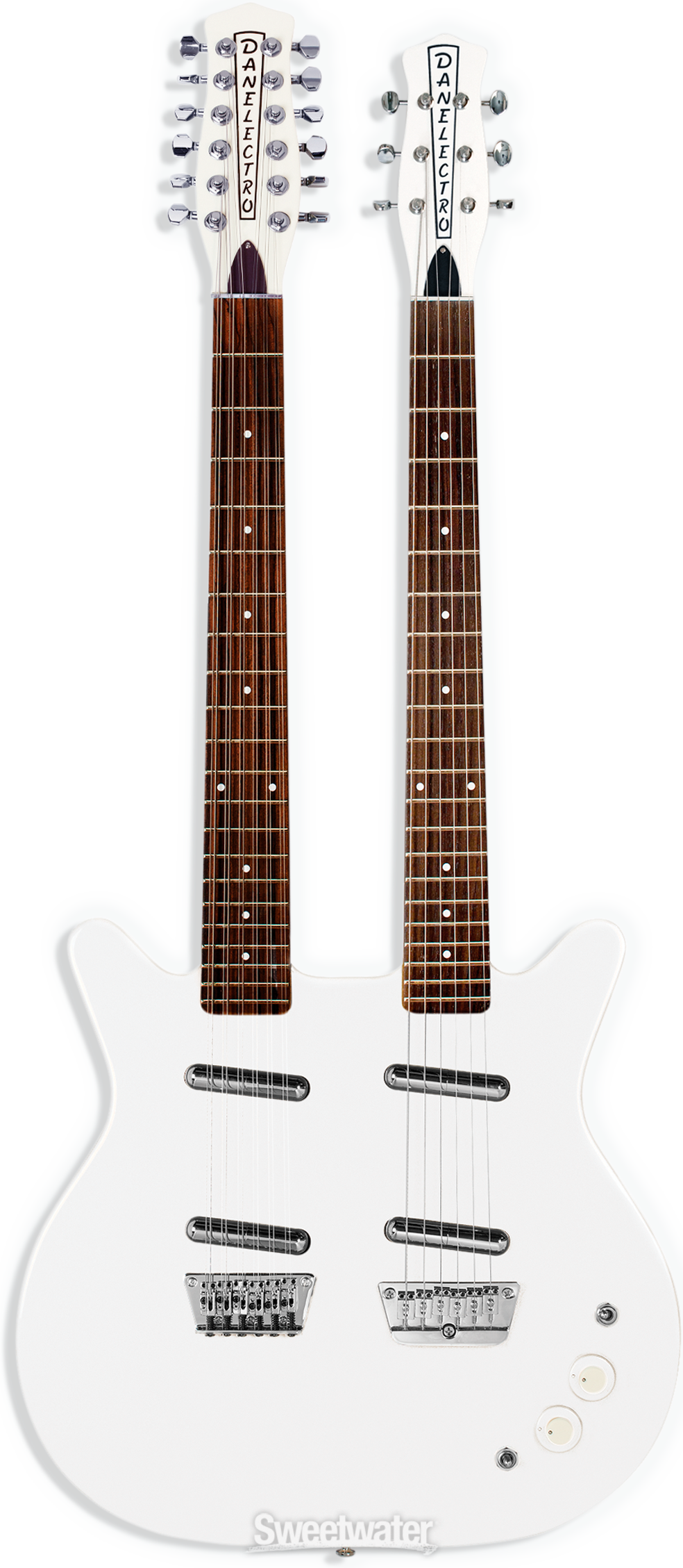 Danelectro 6-string/12-string Double-neck Electric Guitar - White Pearl | Sweetwater