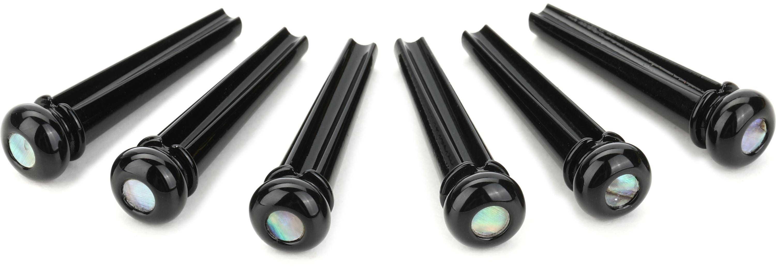 Martin Luxe Liquid Metal Bridge Pin Set - Gloss Black with Pearl Inlays ...