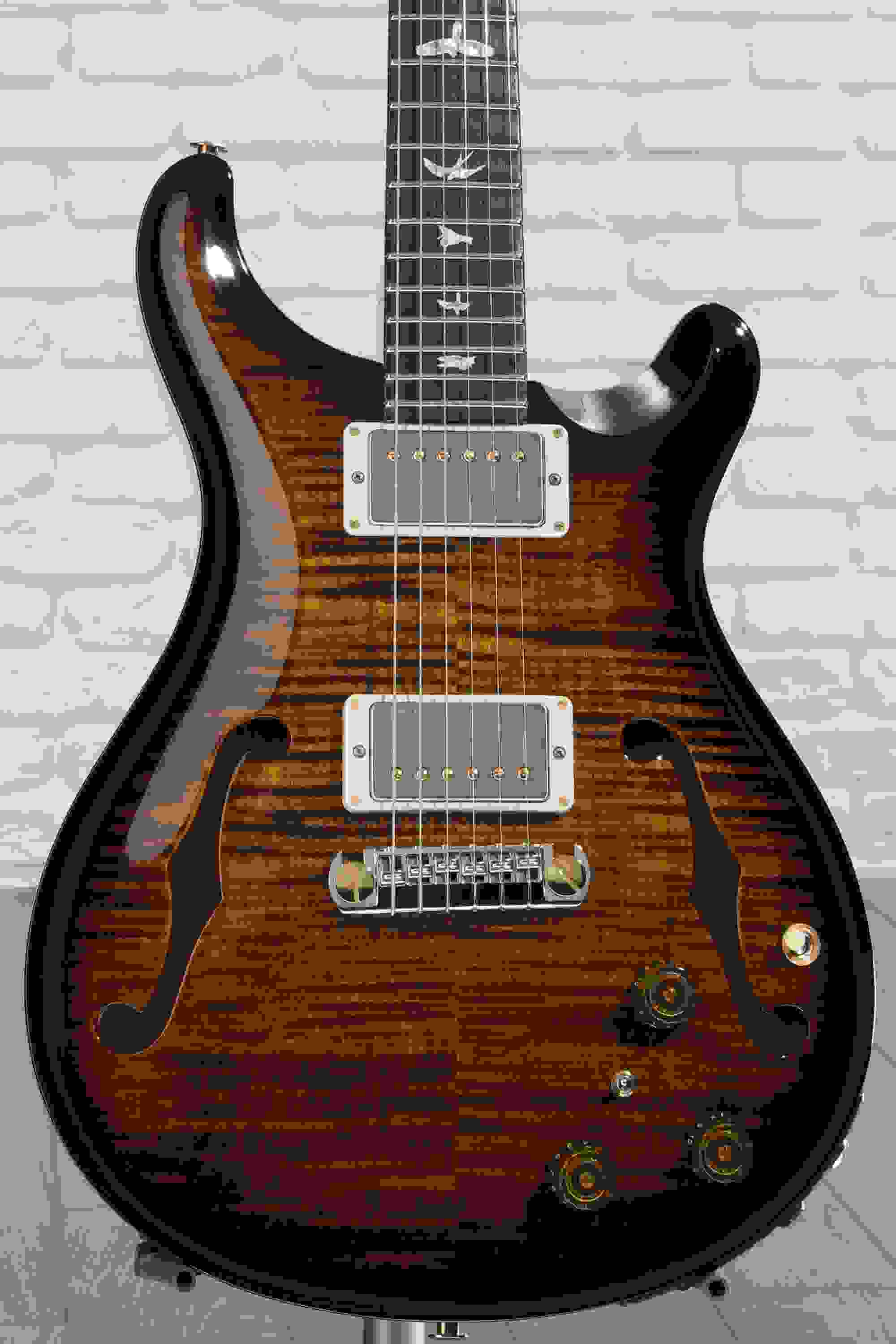PRS Hollowbody II Piezo 10-Top Electric Guitar - Black Gold Wraparound Burst | Sweetwater
