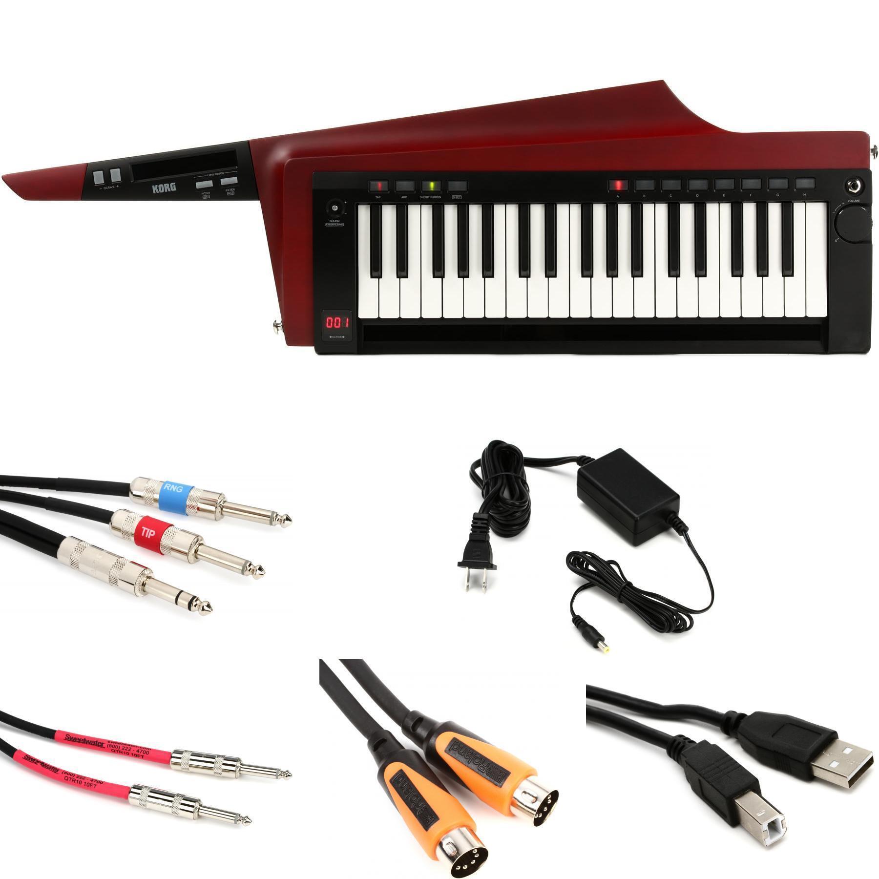 Korg RK-100S2 37-key Keytar Cable Bundle - Red | Sweetwater