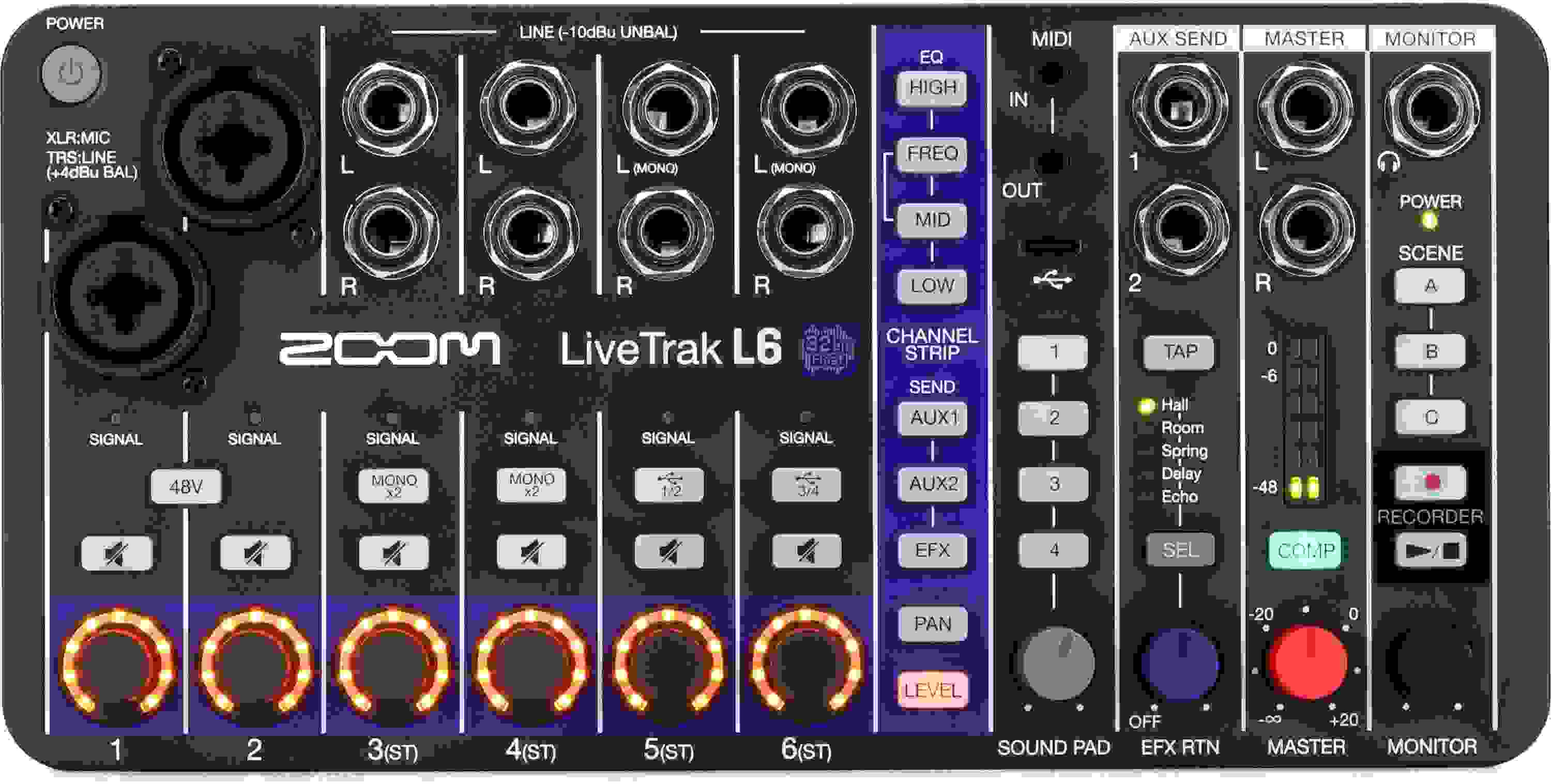 Zoom LiveTrak L6 10-channel Compact Digital Mixer | Sweetwater