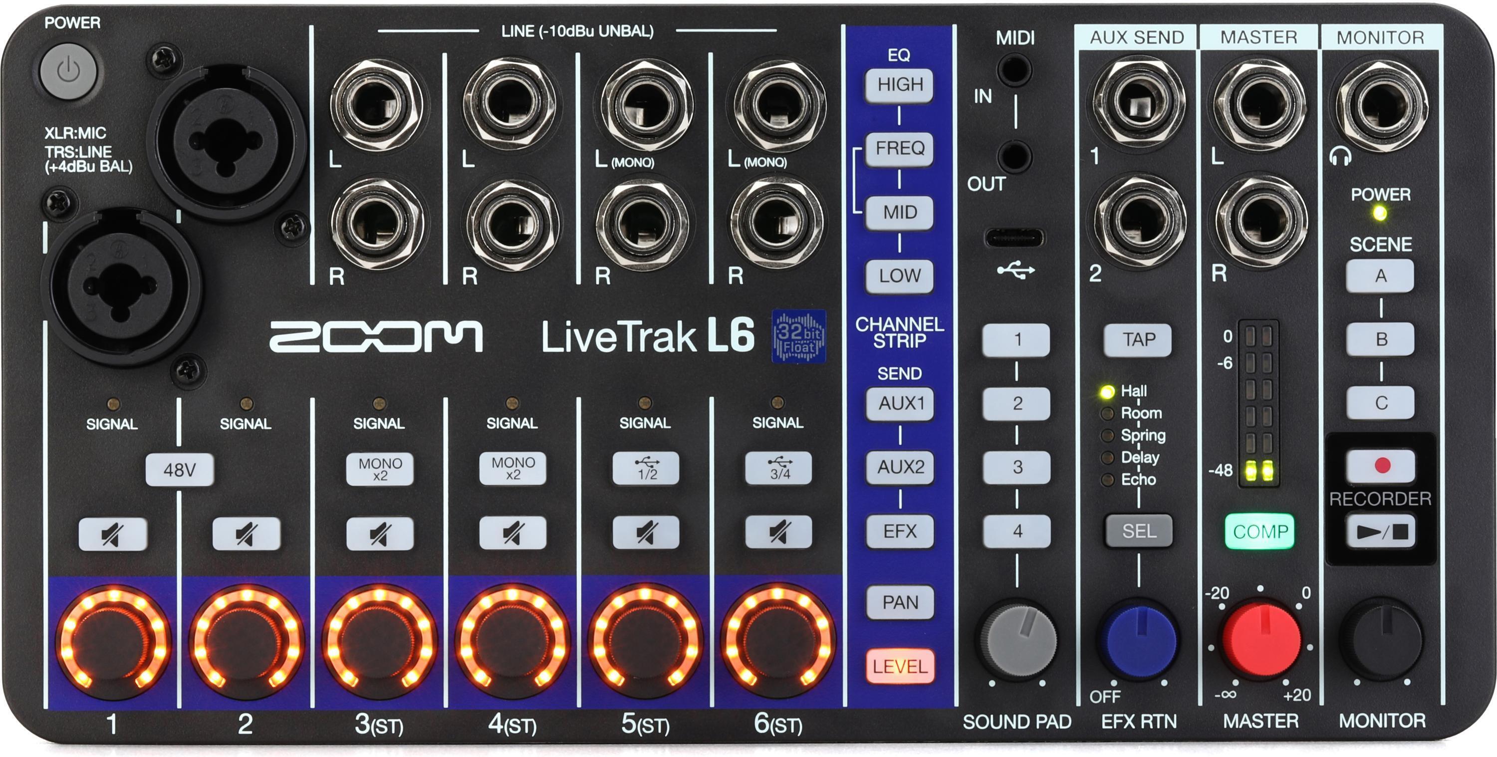 Zoom LiveTrak L6 10-channel Compact Digital Mixer | Sweetwater