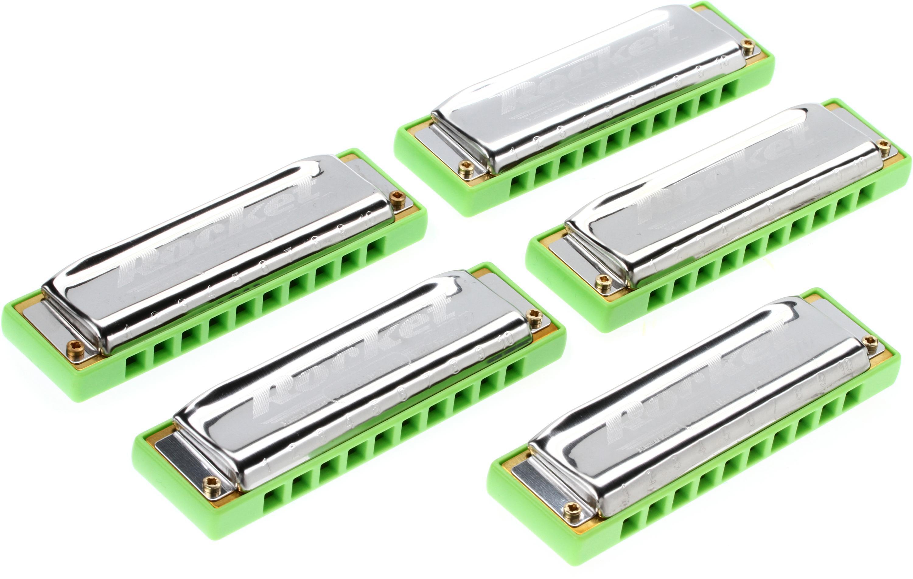 Hohner Rocket Amp Pro Pack 5-piece Harmonica Set - Keys of C, G, A, D ...