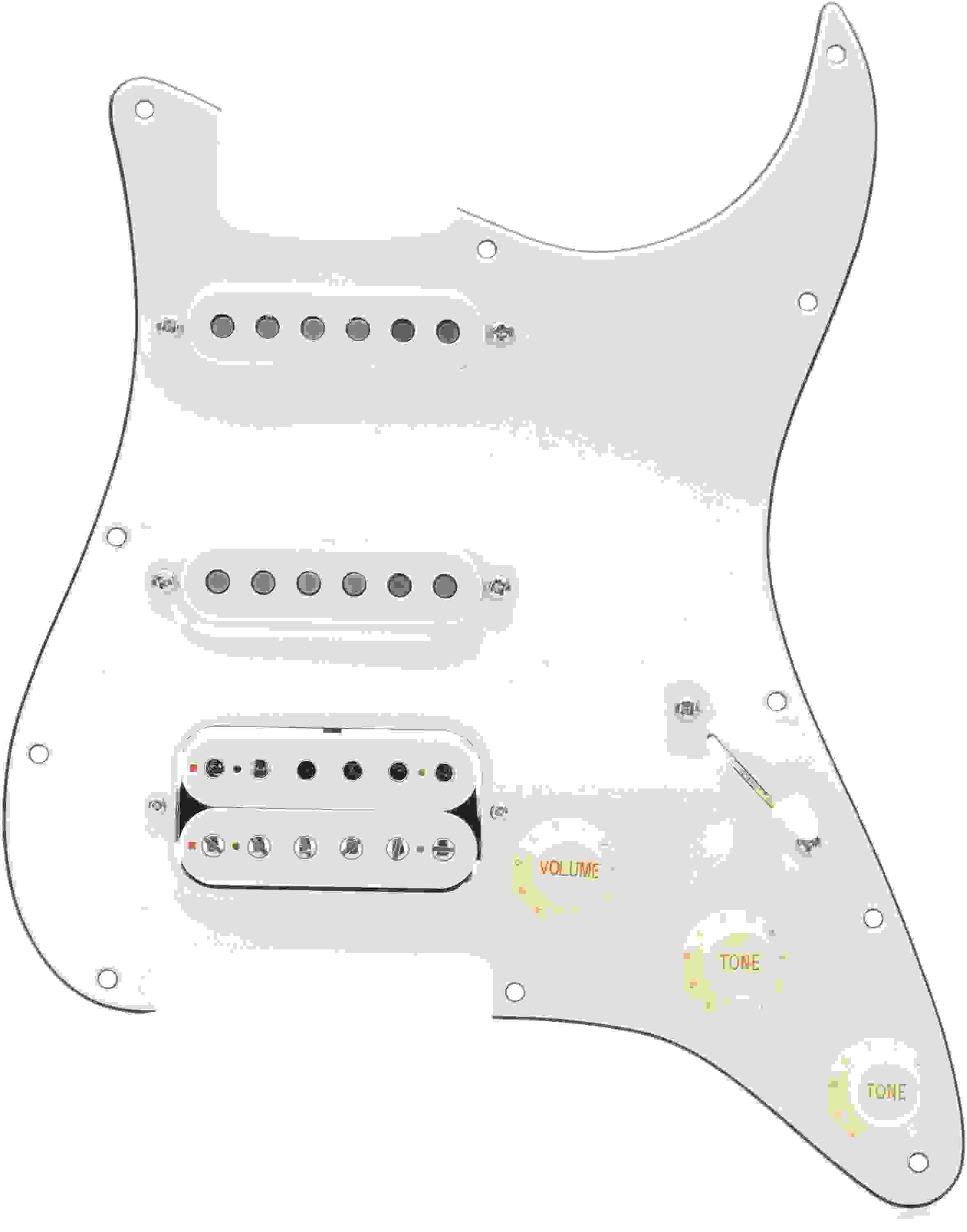 Mojotone '58 Quiet Coil HSS Strat Pre-wired Pickguard - White/Parchment ...