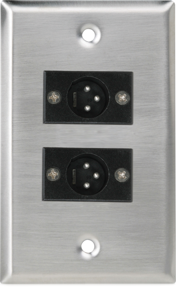 AtlasIED SG-XLR-M2 Single Gang Stainless Steel Plate with 2 Male 3-pin ...