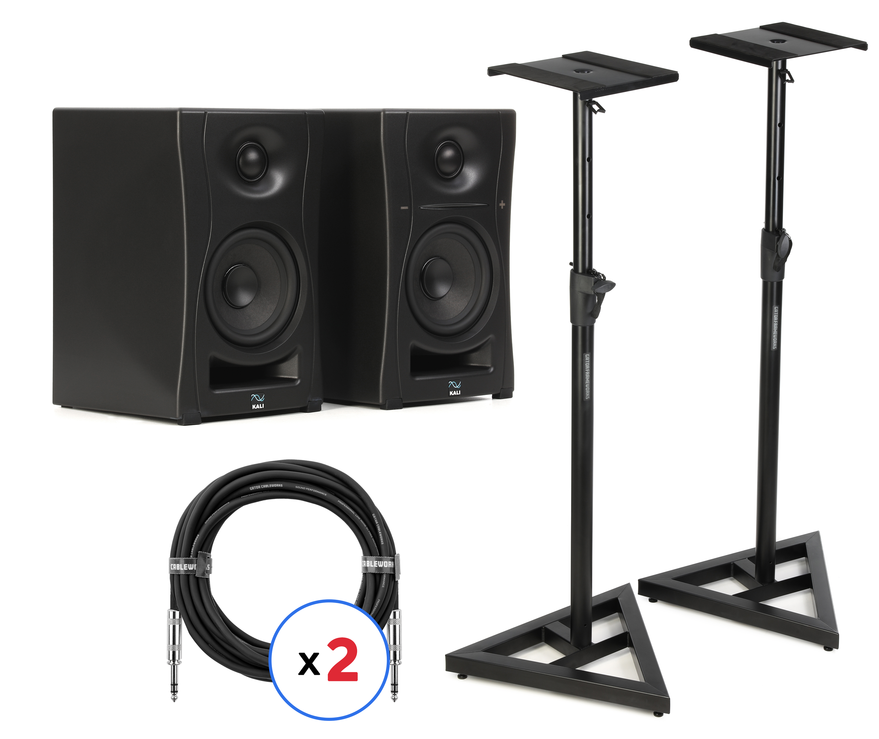 Kali Audio LP-UNF Ultra Nearfield Monitor System with Stands and Cables ...