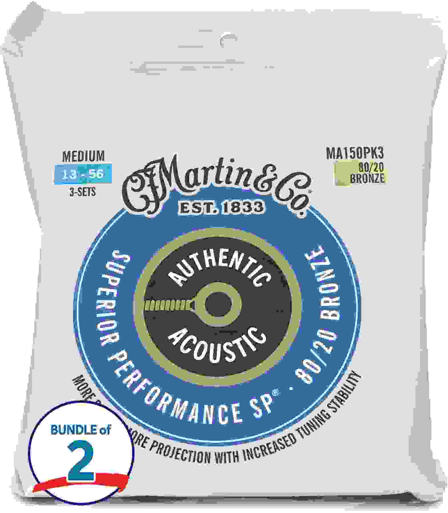 Martin Authentic Superior Performance Acoustic Guitar Strings (6 Pack ...